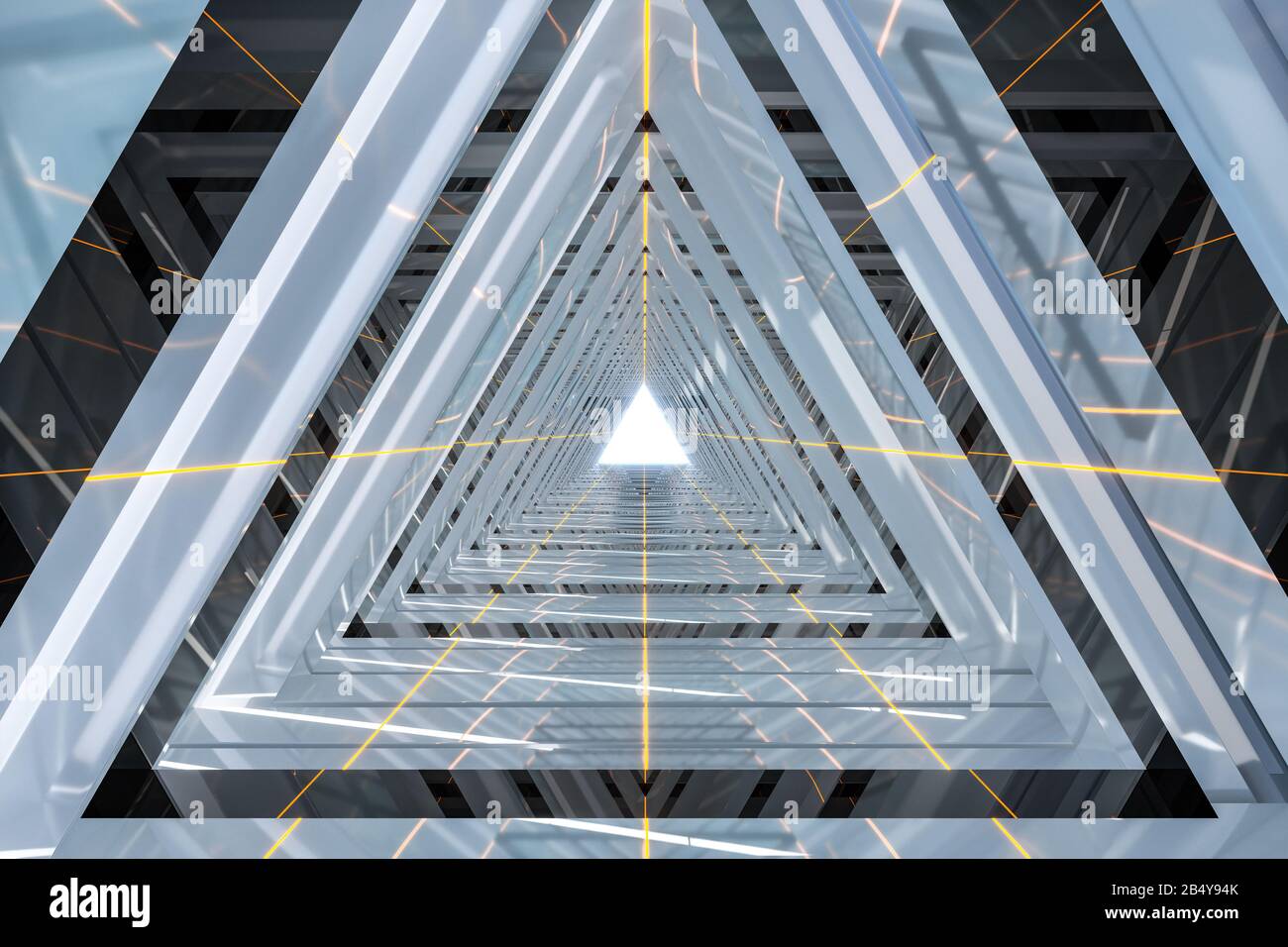 Triangular tunnel,Shuttle time,3d rendering. Computer digital drawing ...