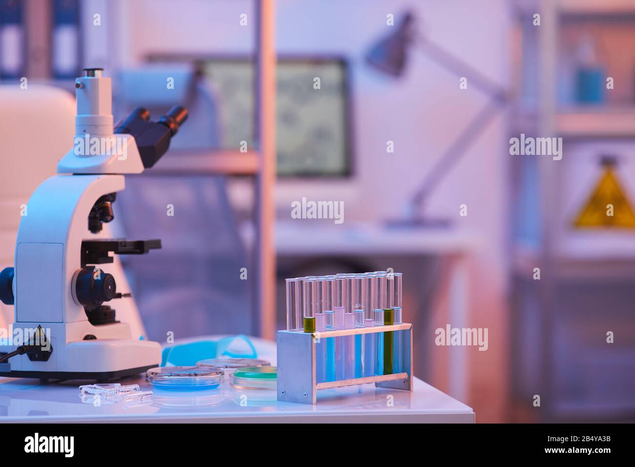 Horizontal no people shot of modern medical laboratory room with ...