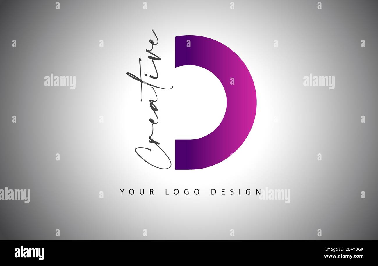 Creative Letter D Logo With Purple Gradient and Creative Letter Cut ...