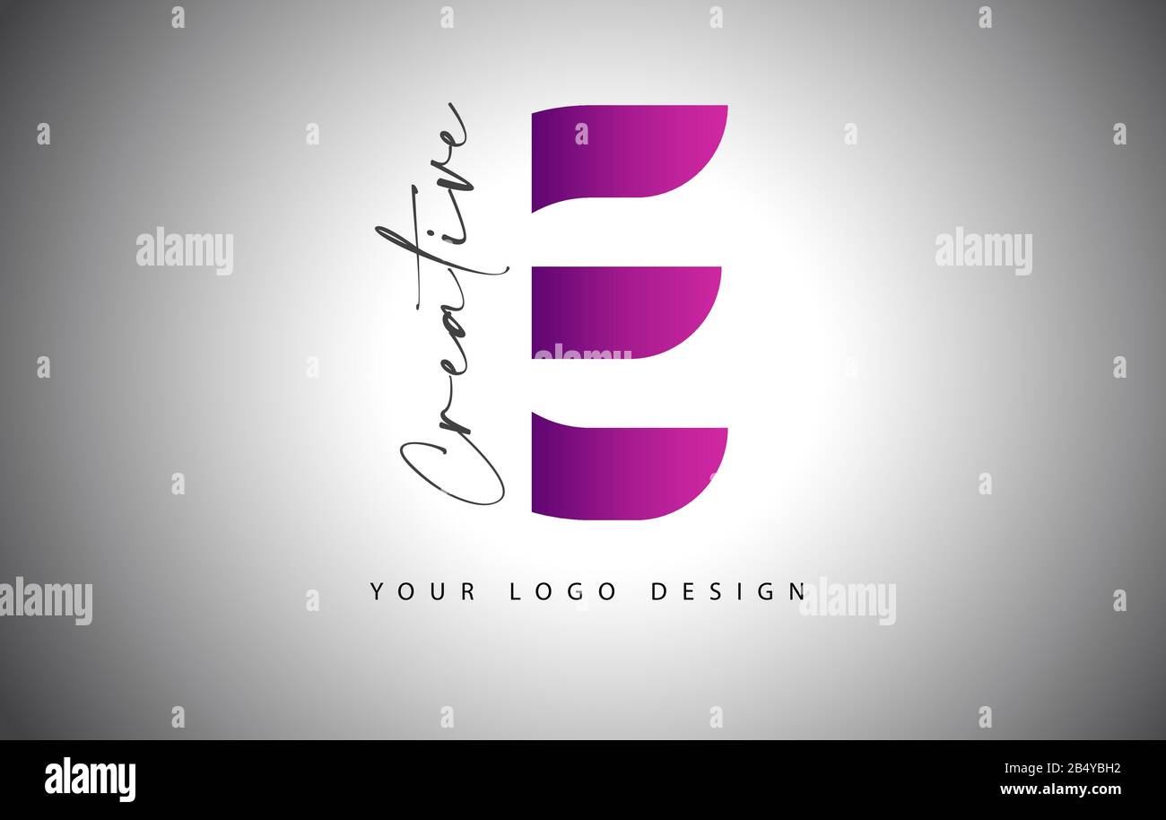 Creative Letter E Logo With Purple Gradient and Creative Letter Cut ...