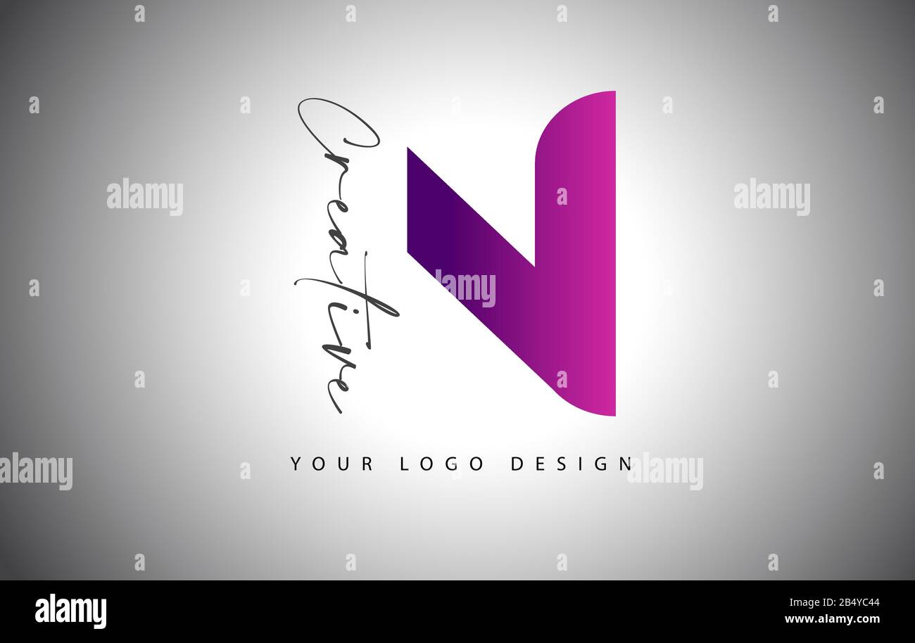 Creative Letter N Logo With Purple Gradient and Creative Letter Cut ...