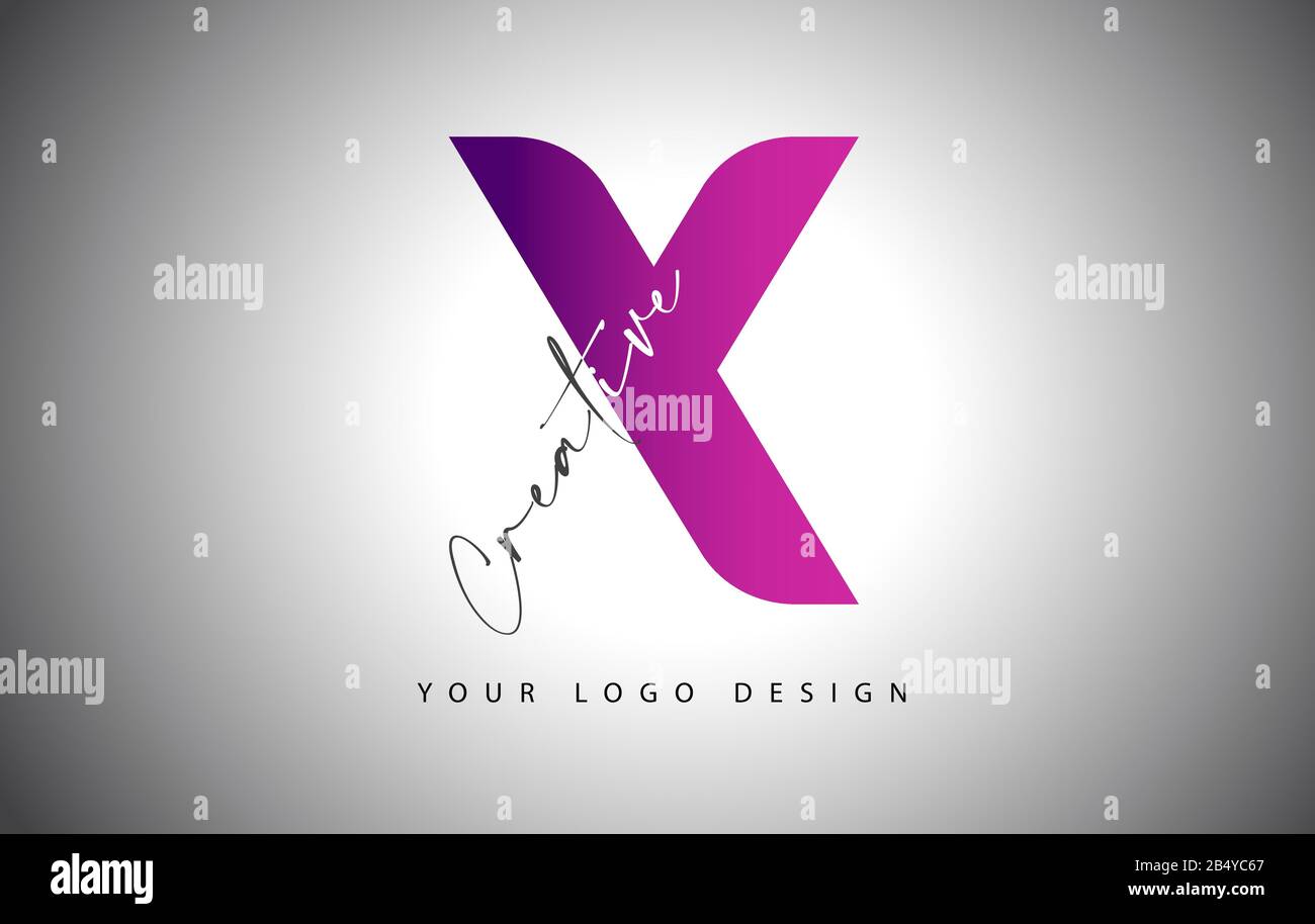 Creative Letter X Logo With Purple Gradient and Creative Letter Cut ...