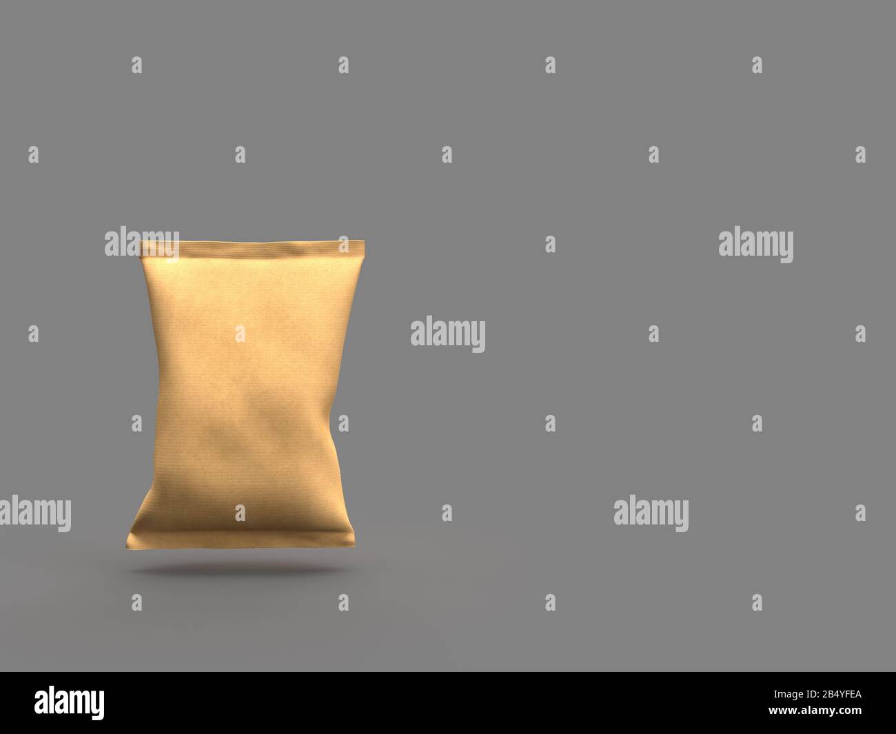 3d rendered image of a brown paper food bag floating in grey background ...