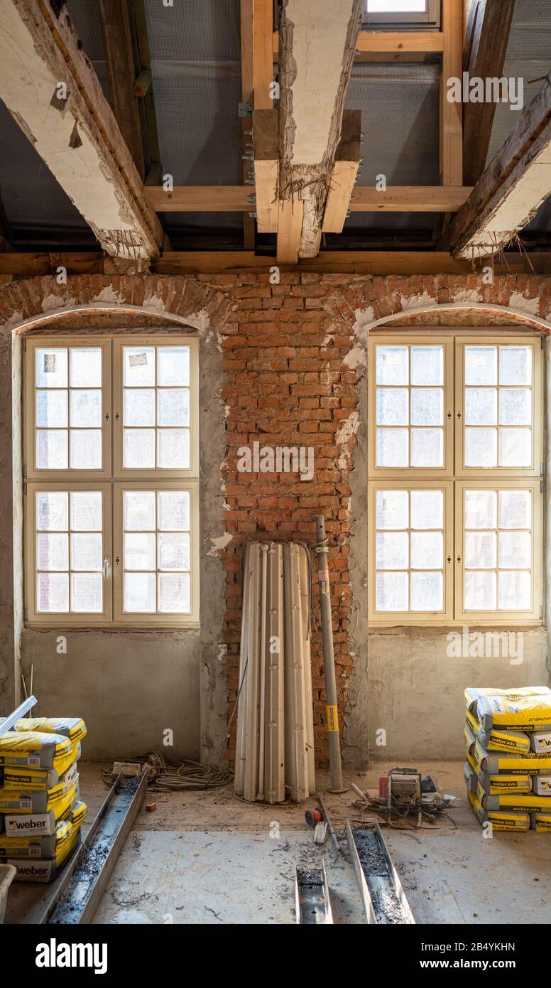 a very old building is completely gutted to be extensively restored ...