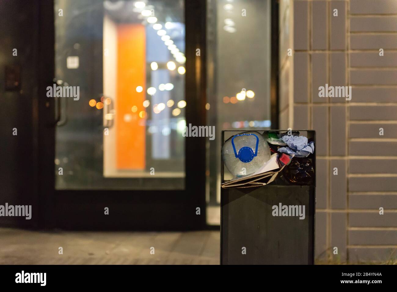 Moscow. Russia. December 2019. Garbage crisis. Overflowing street trash ...
