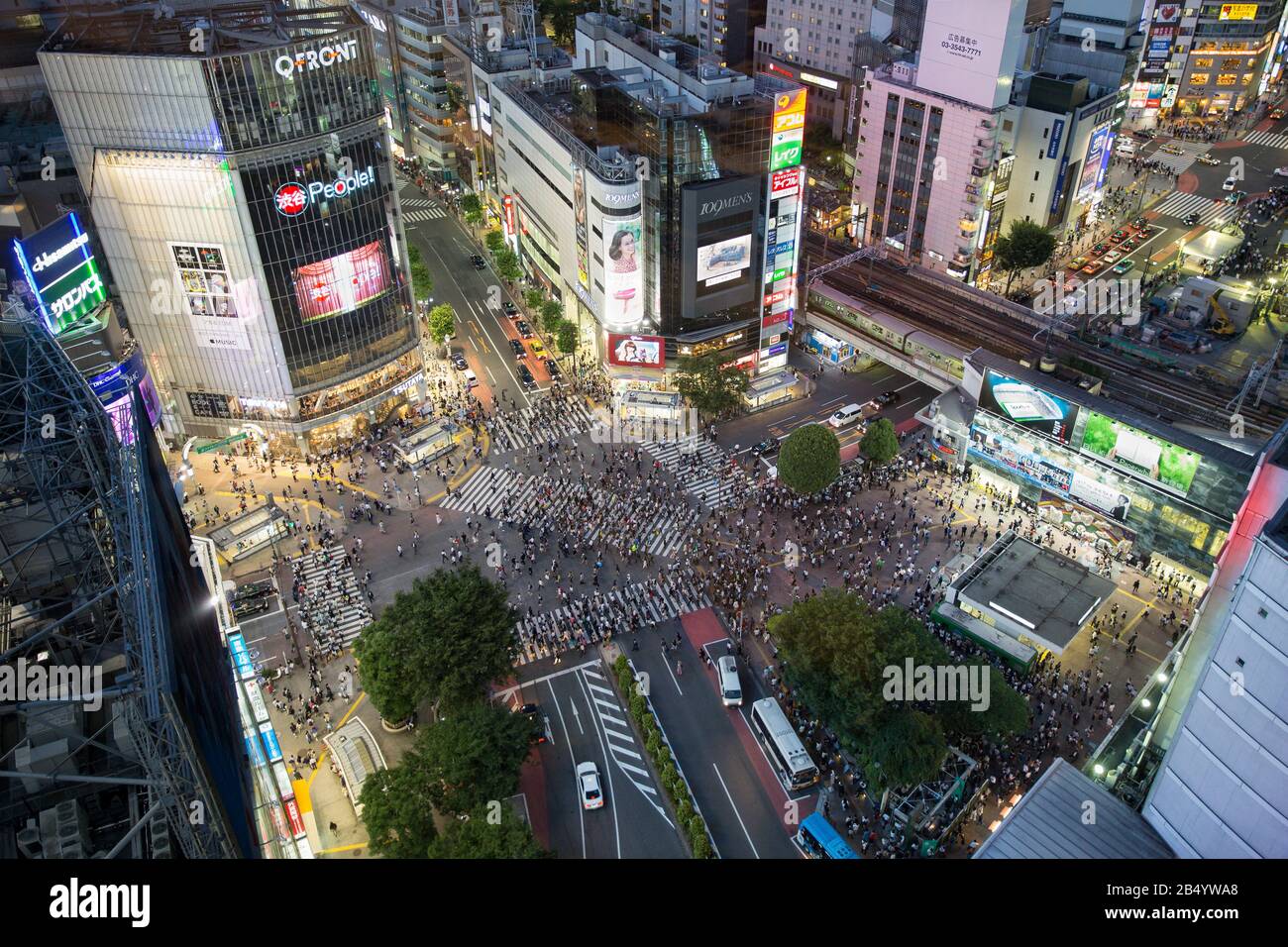 Tokyo, Japan; June 06 2016: Tokyo shibuya crossing crowded with people ...