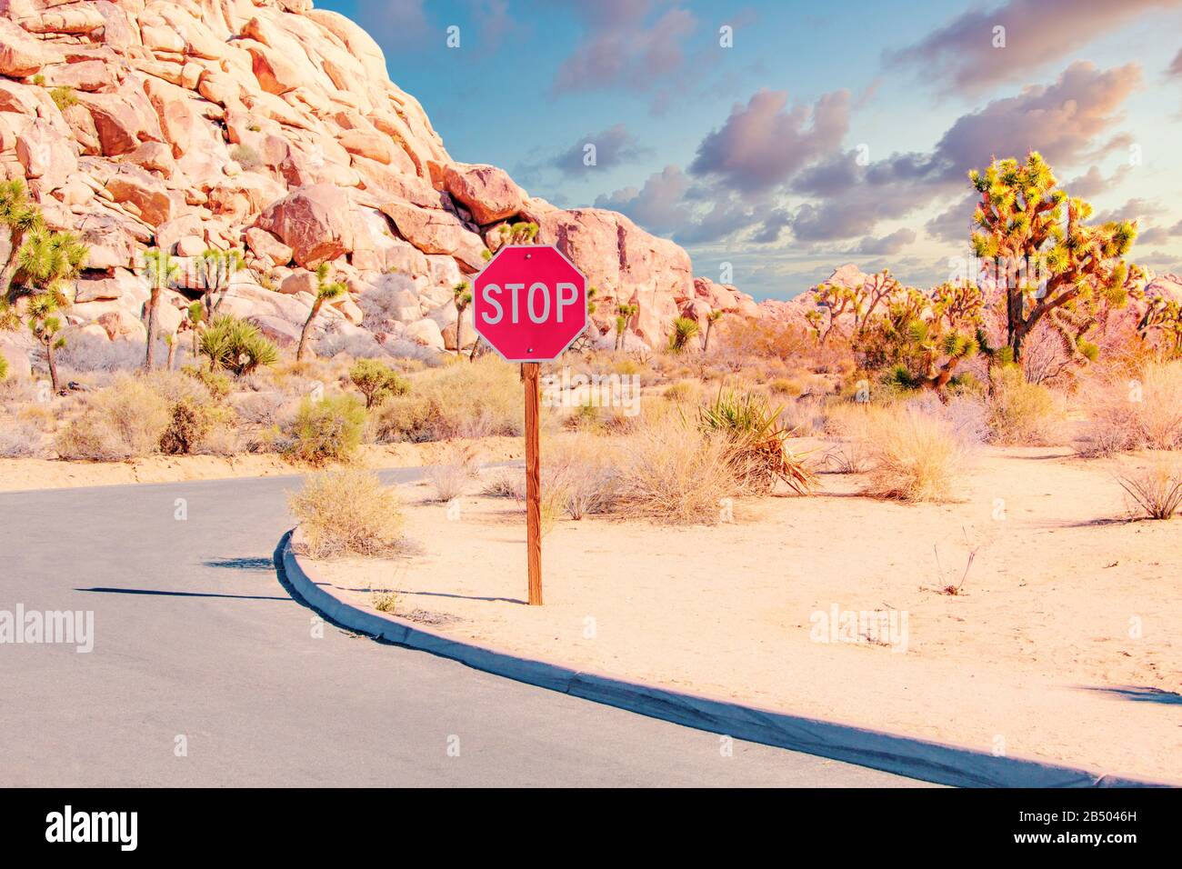 Desert road with stop sign hi-res stock photography and images - Alamy