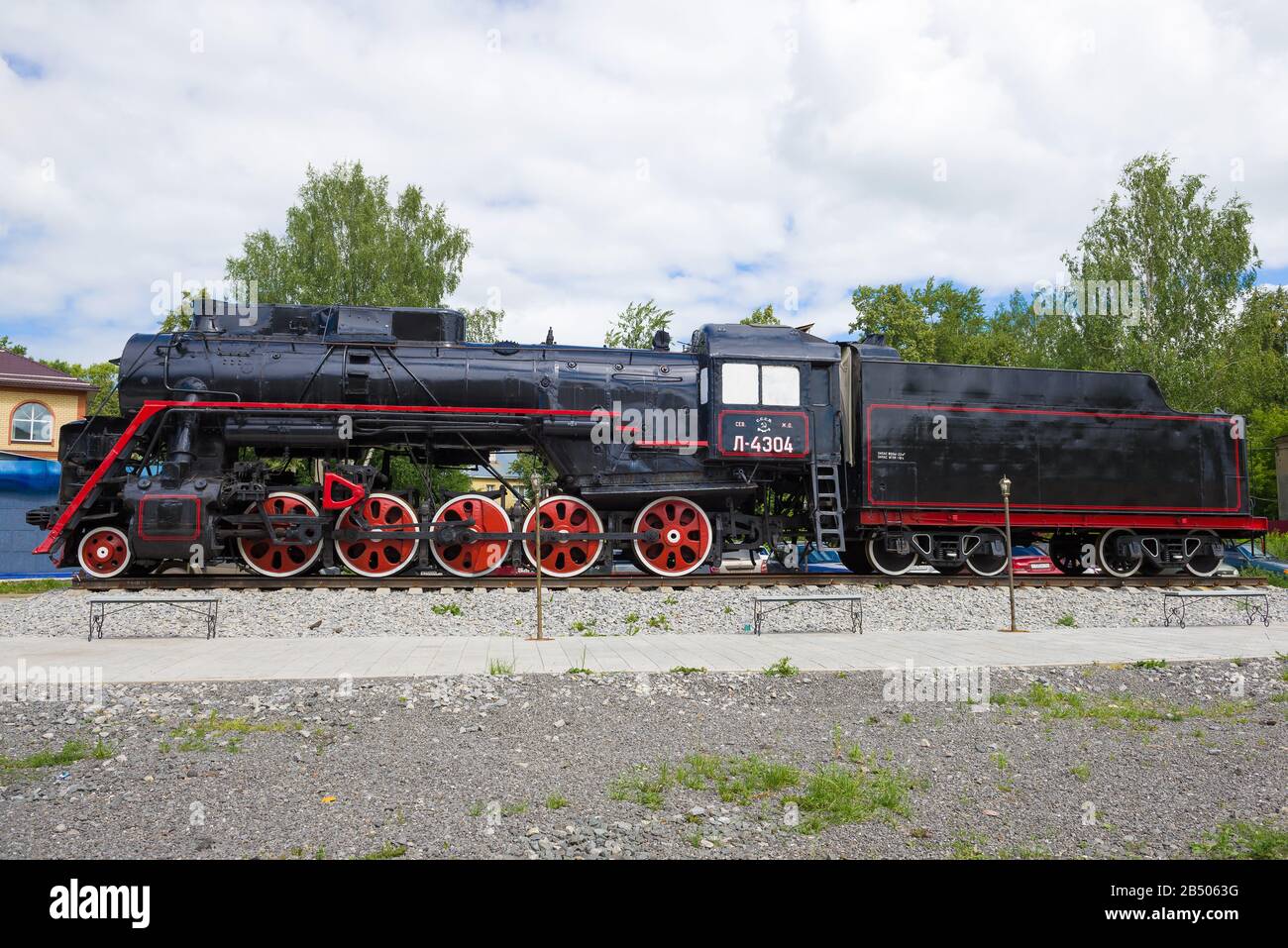 SHARYA, RUSSIA - JULY 01, 2019: Soviet steam locomotive of the L series ...