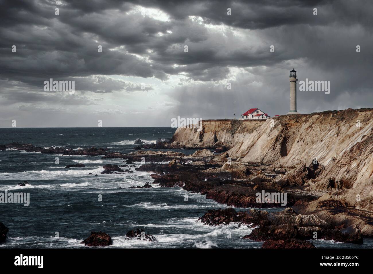 Rainy Day Lighthouse 570 Ocean Rain Lighthouse Stock Photos, High Res