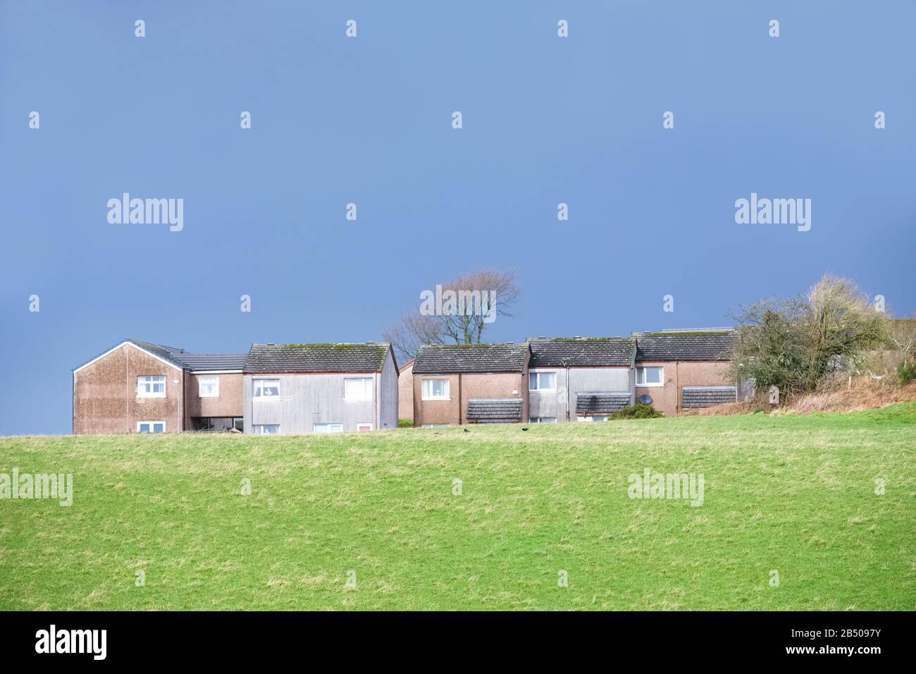 Council house row in seaside town by coast Greenock UK Stock Photo - Alamy