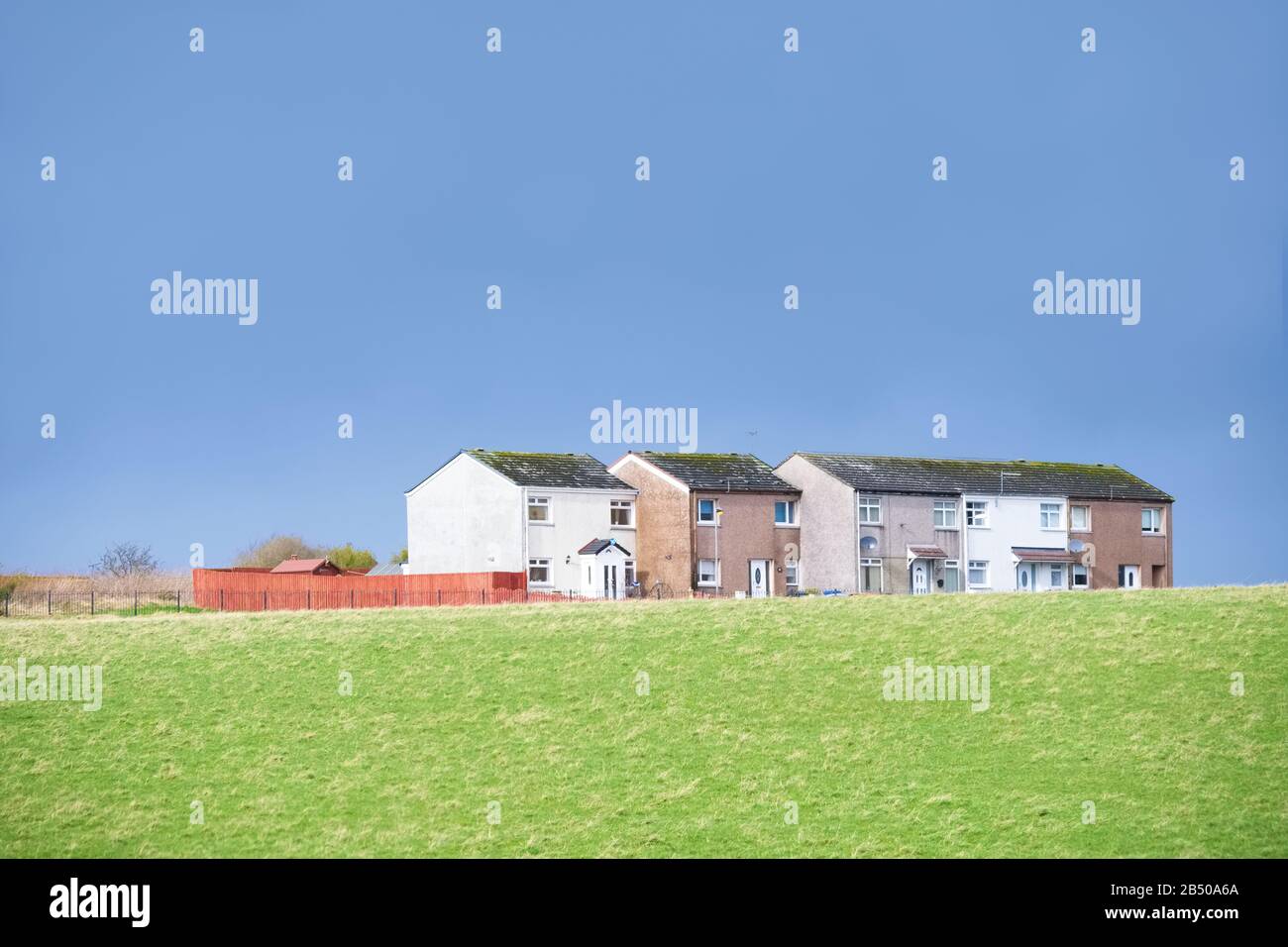 Council house row in seaside town by coast Greenock UK Stock Photo - Alamy