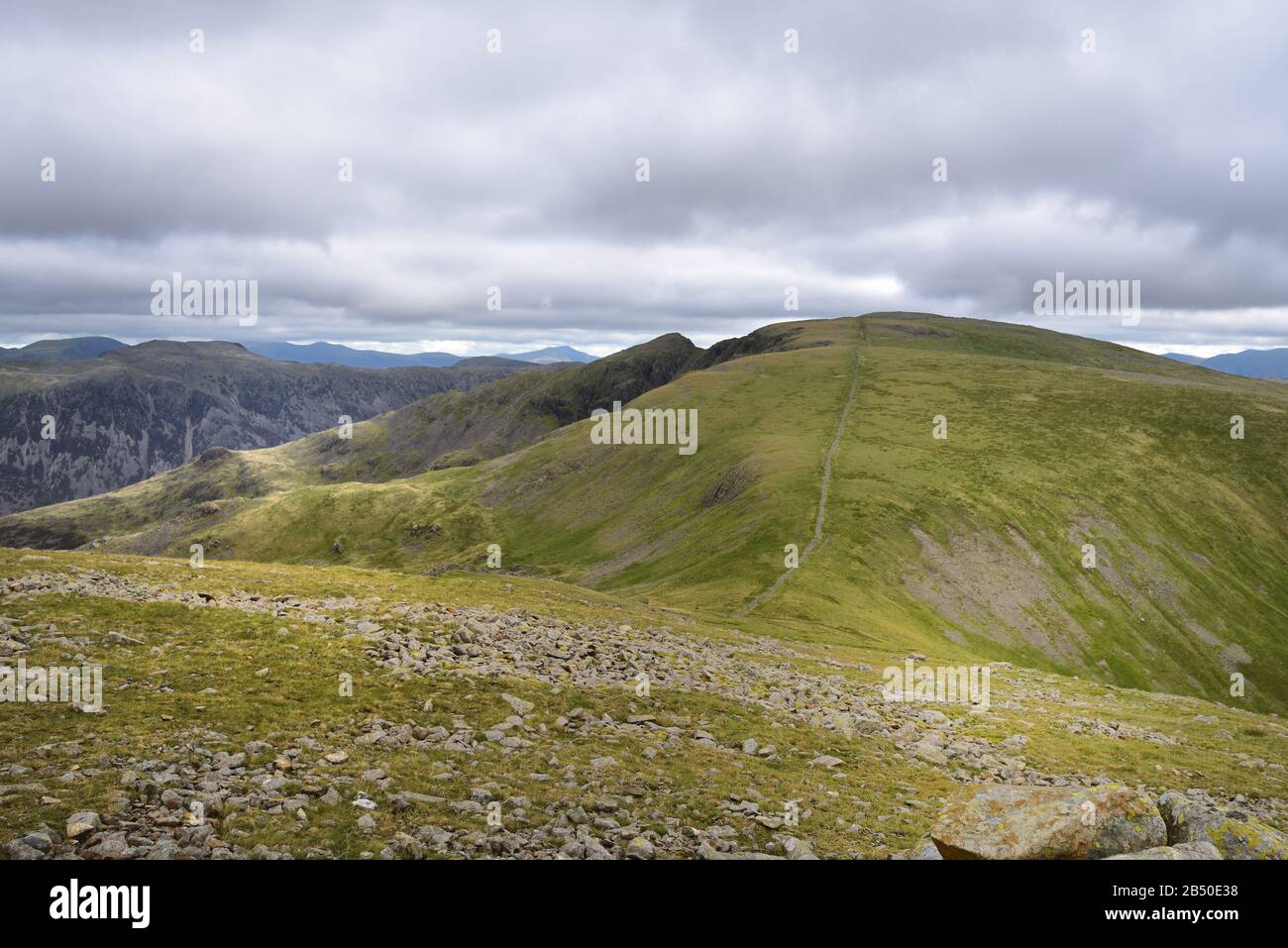 The dry stone wall on the slope of Scoat Fell Stock Photo - Alamy