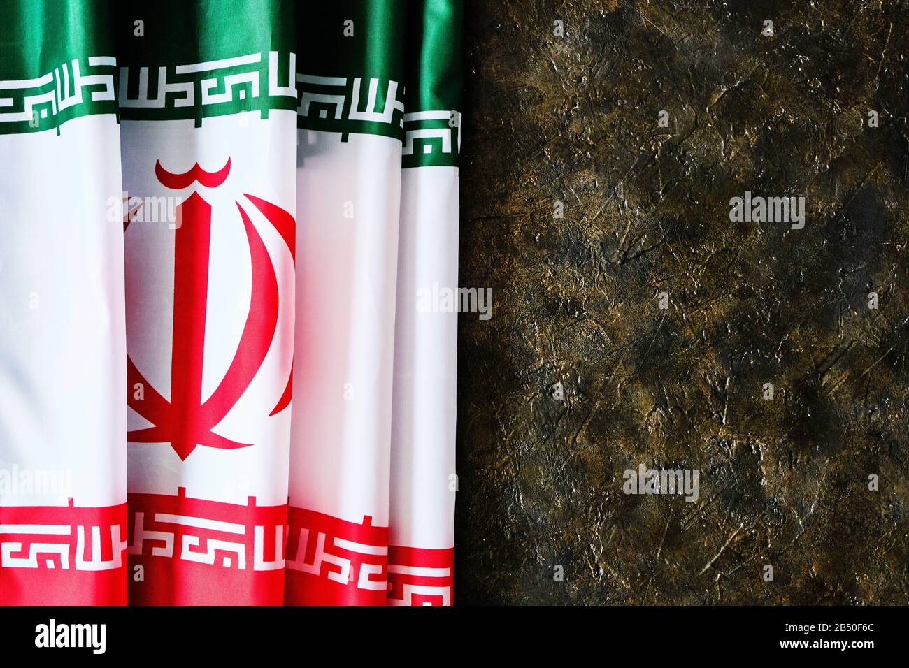 National flag of Iran on a dark background with space for text Stock ...