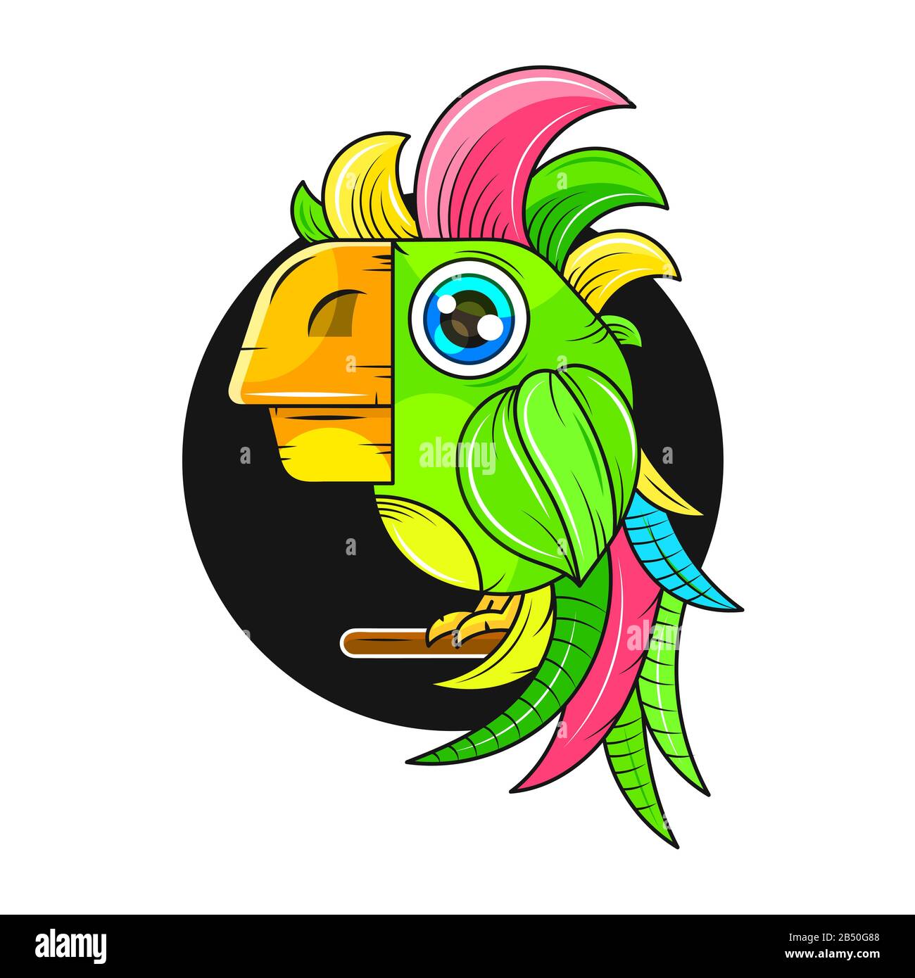 Cartoon Parrot Illustration Suitable For Greeting Card, Poster Or T ...