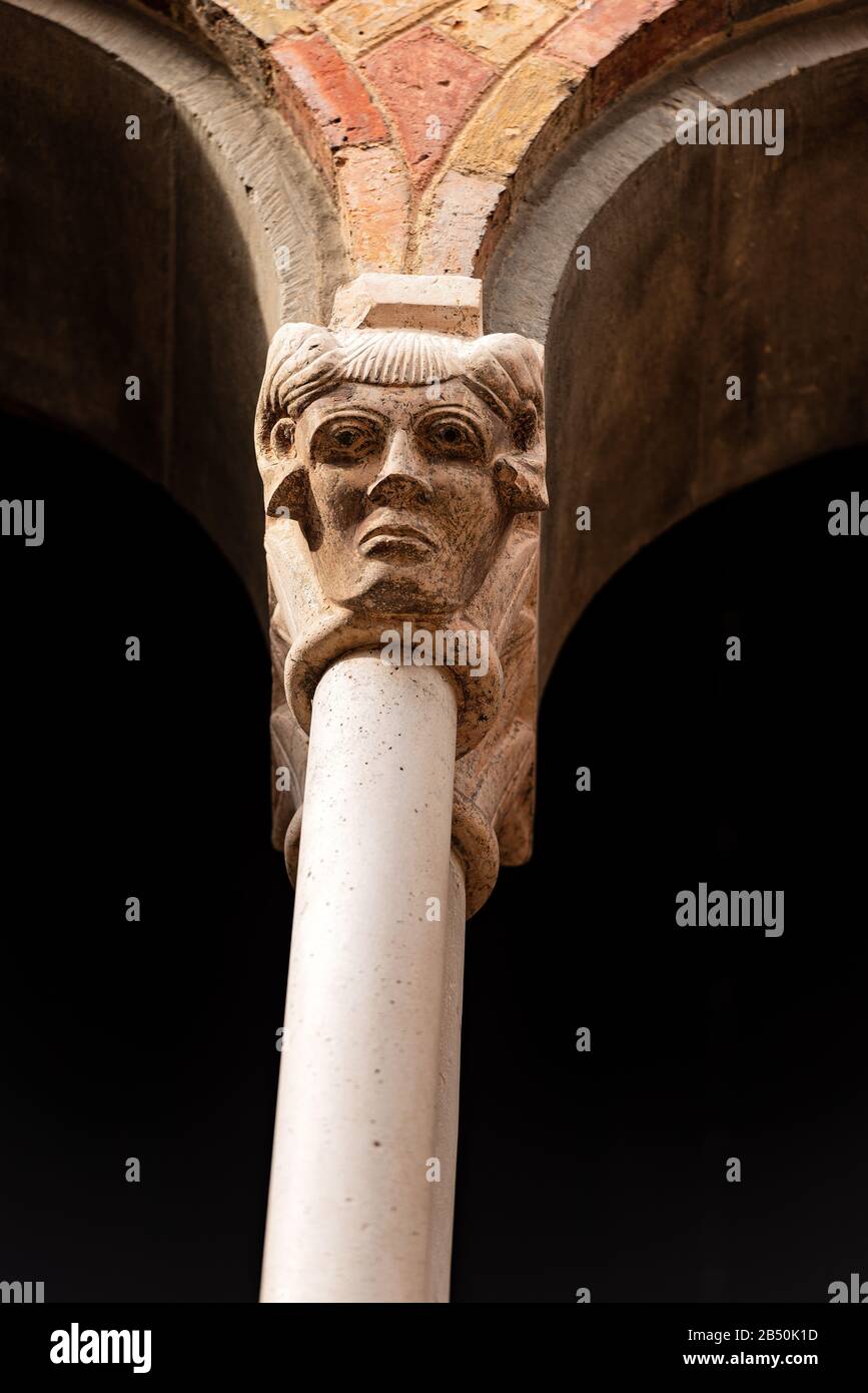 Ancient columns with capitals in the shape of a human head, Basilica of ...