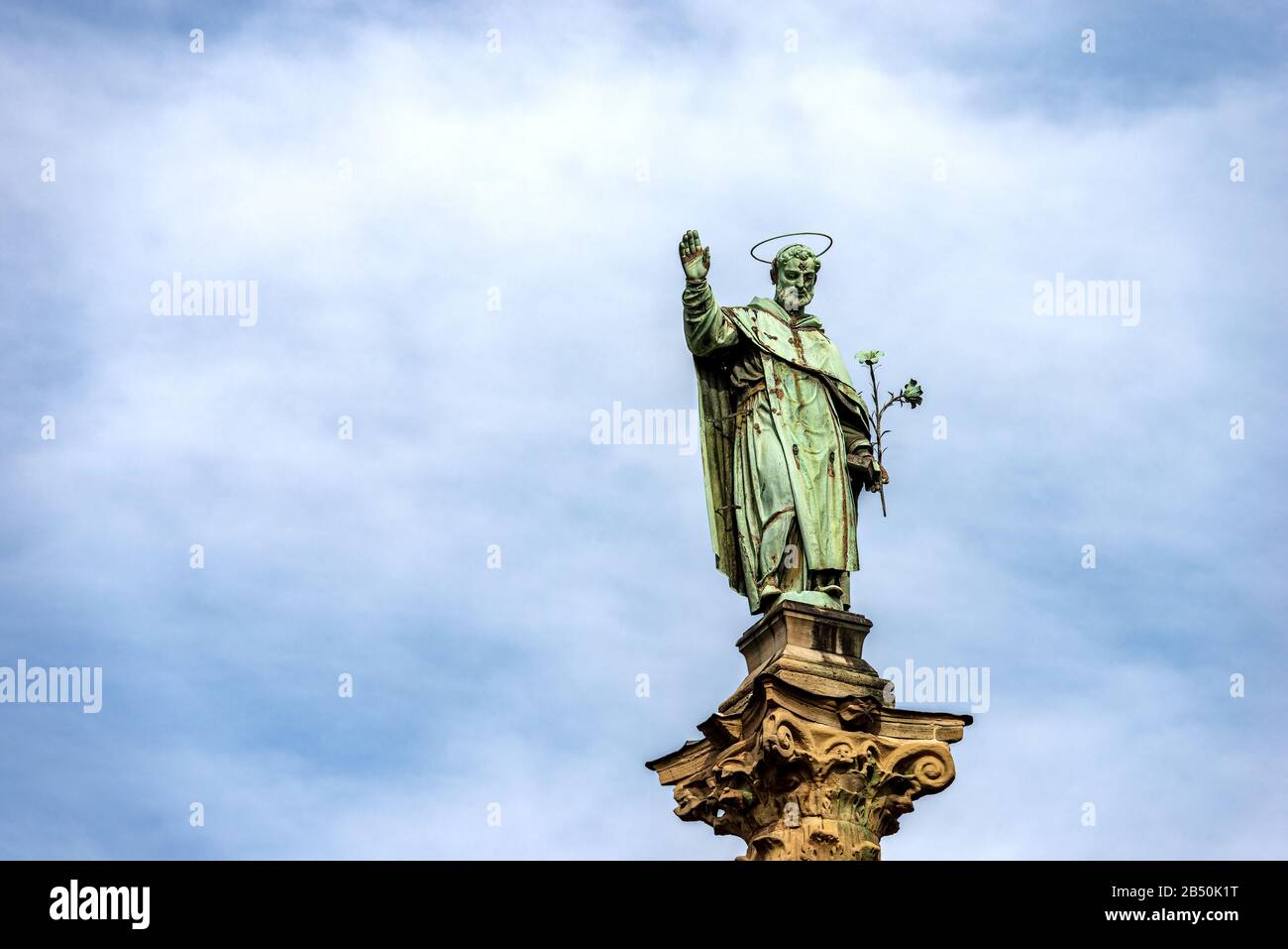 Ancient column with copper statue (1627) of San Domenico (Saint Dominic ...