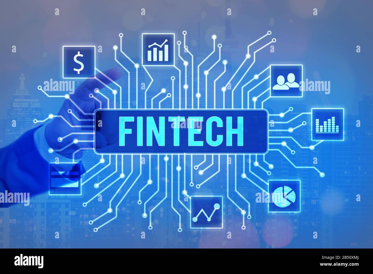 Writing note showing Fintech. Business concept for Financial technology ...
