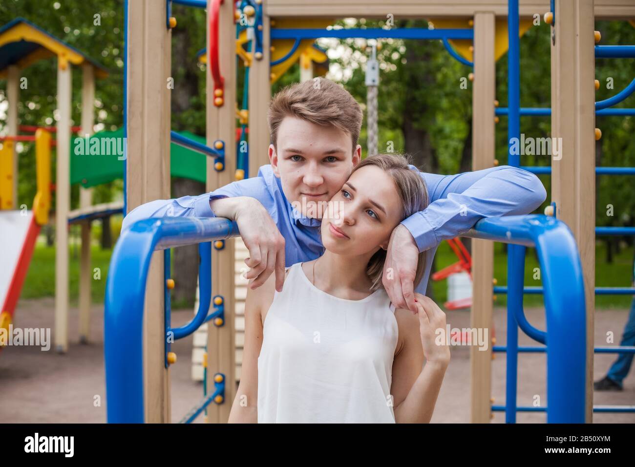 Happy couple boy and girl portrait Stock Photo - Alamy