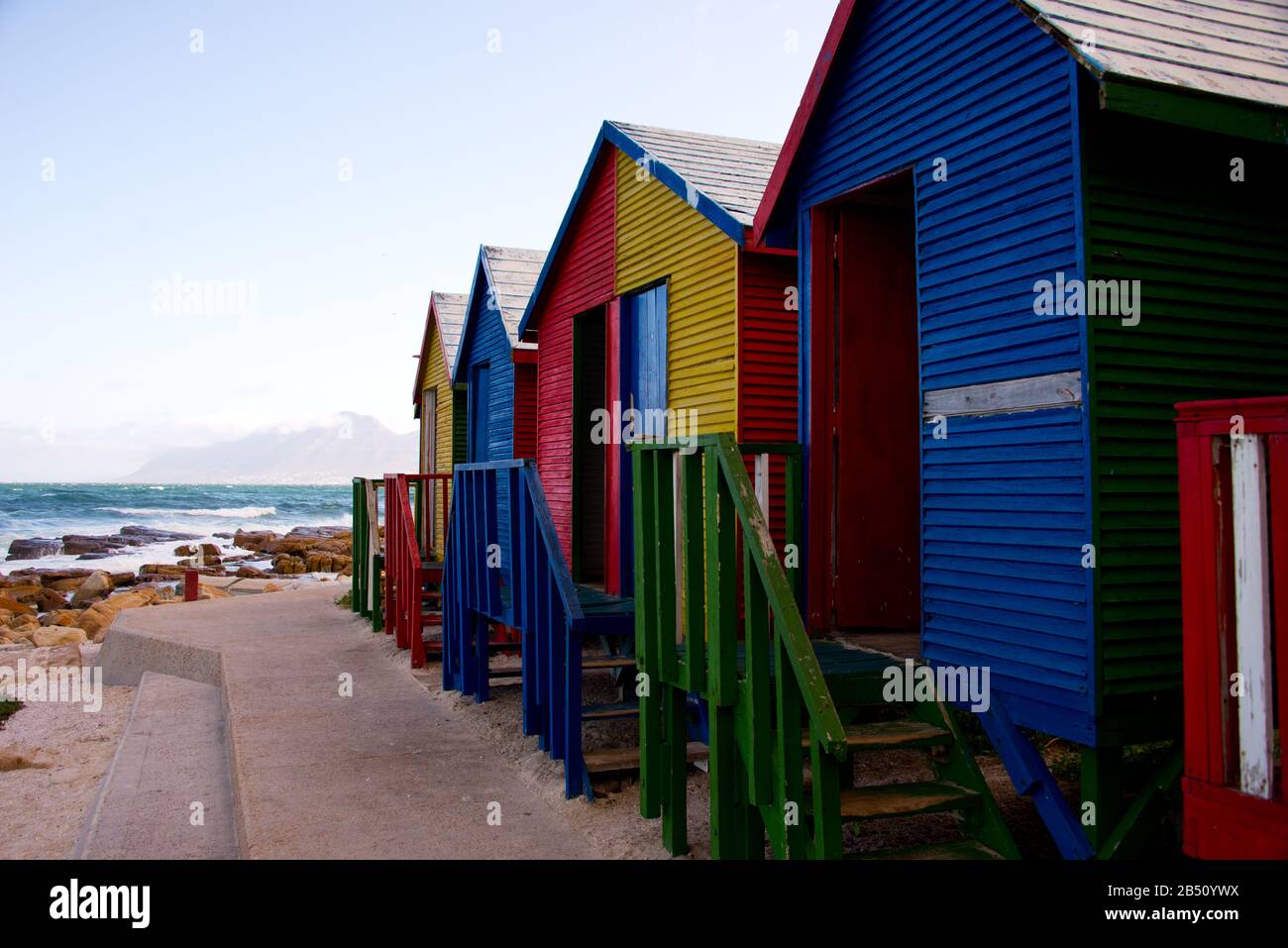 colorful changing huts at st james beach near cape town, south africa ...