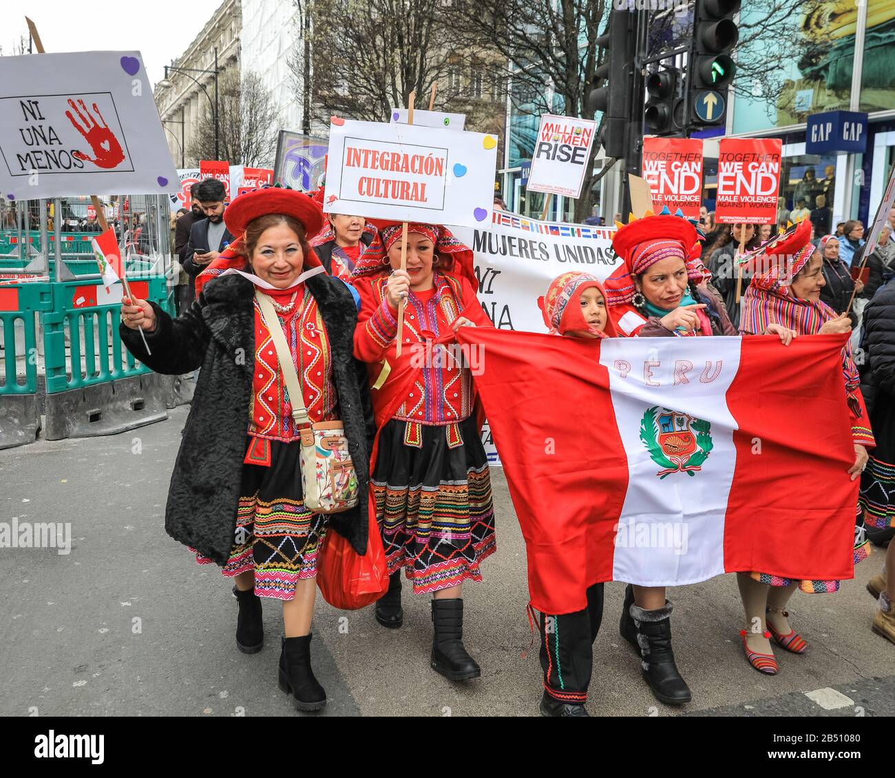 London, UK. 7th Mar, 2020. A Peruvian group of women. Thousands of ...
