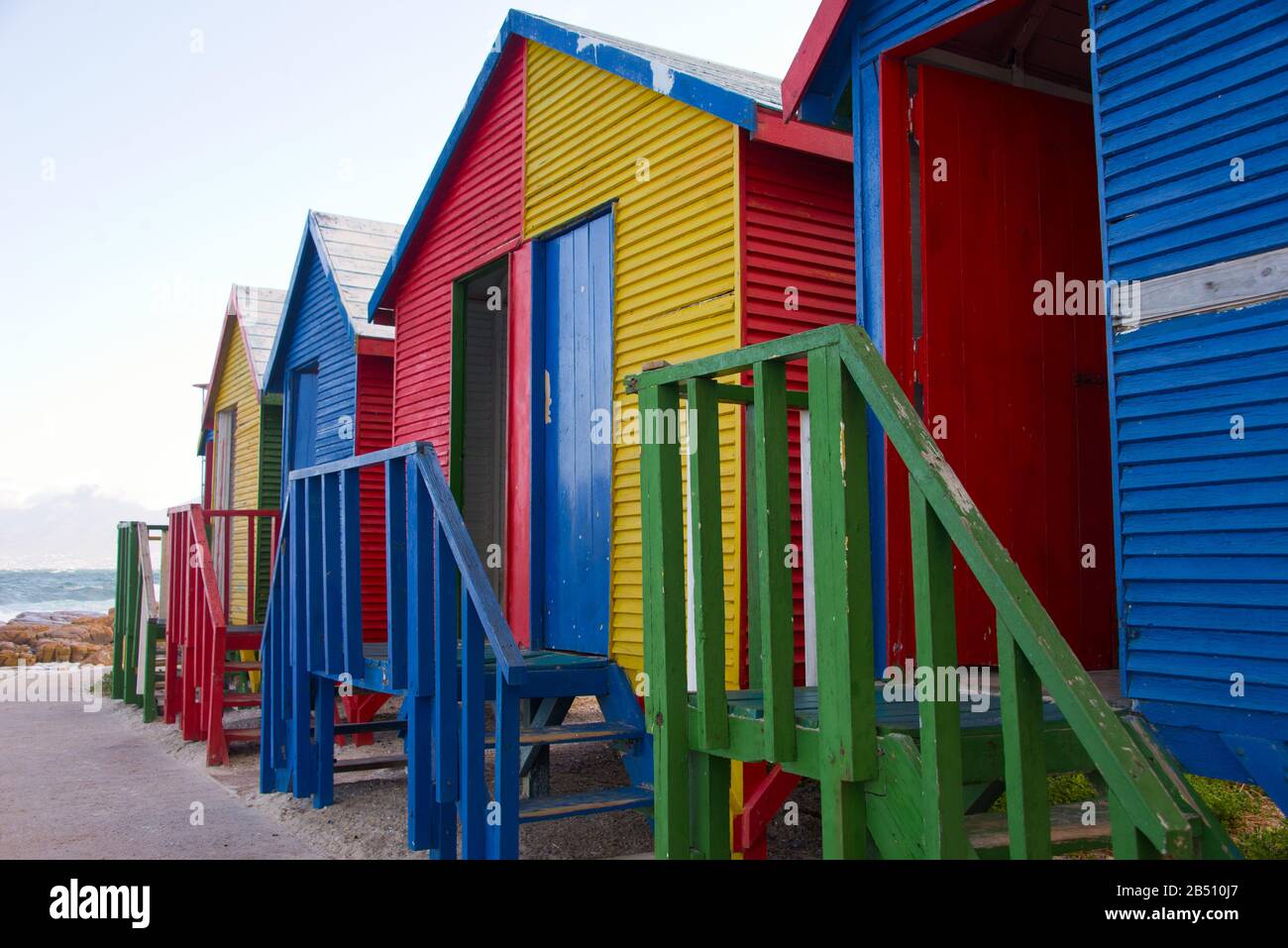 colorful changing huts at st james beach near cape town, south africa ...