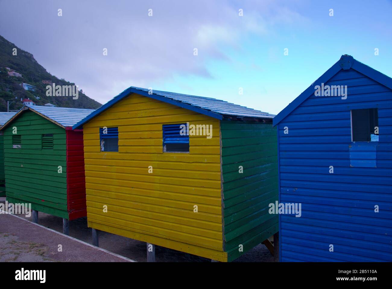 colorful changing huts at st james beach near cape town, south africa ...