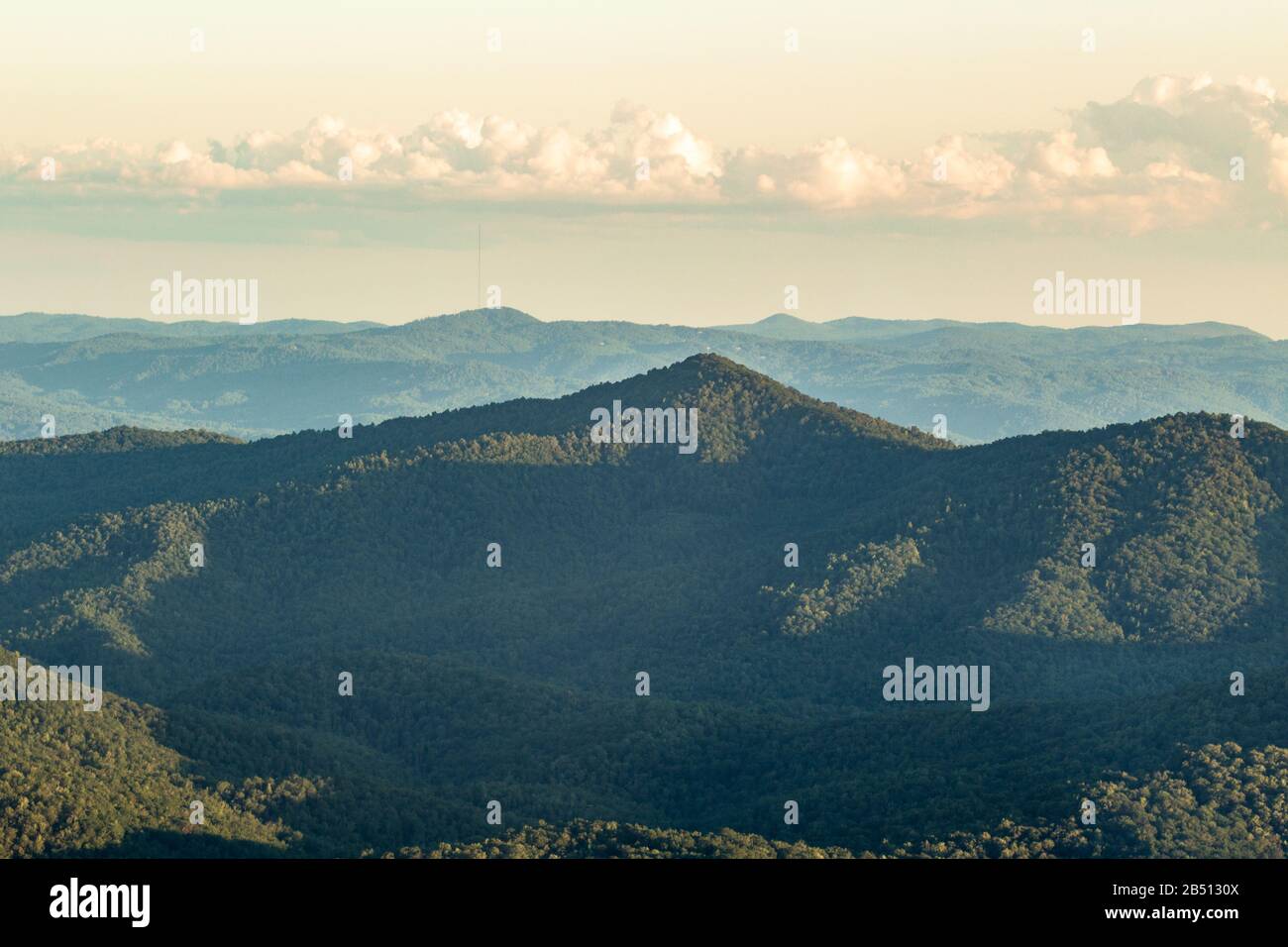 The view from the Pisgah Inn on Mount Pisgah, on the Blue Ridge Parkway ...