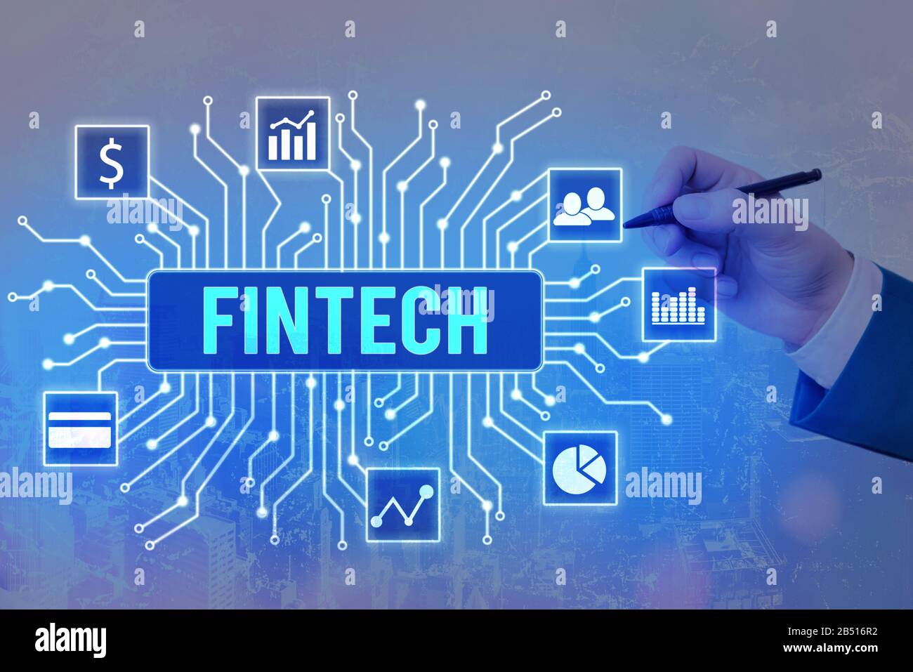 Conceptual hand writing showing Fintech. Concept meaning Financial ...