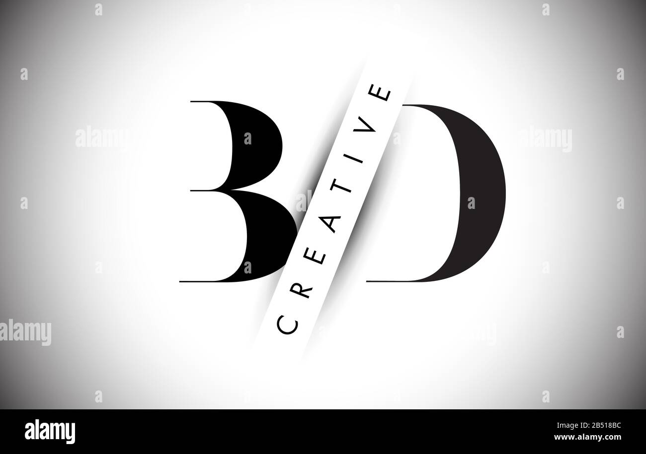 BD B D Letter Logo with Creative Shadow Cut and Overlayered Text Vector ...