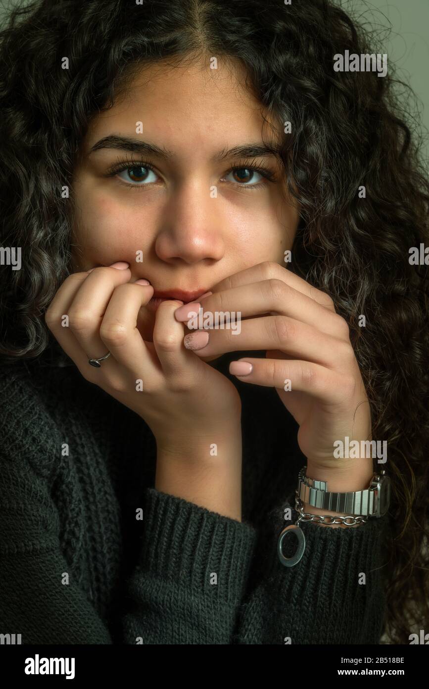 Teenager portrait closeup young woman pensively Stock Photo - Alamy Teenager portrait closeup young woman pensively Stock Photo - Alamy