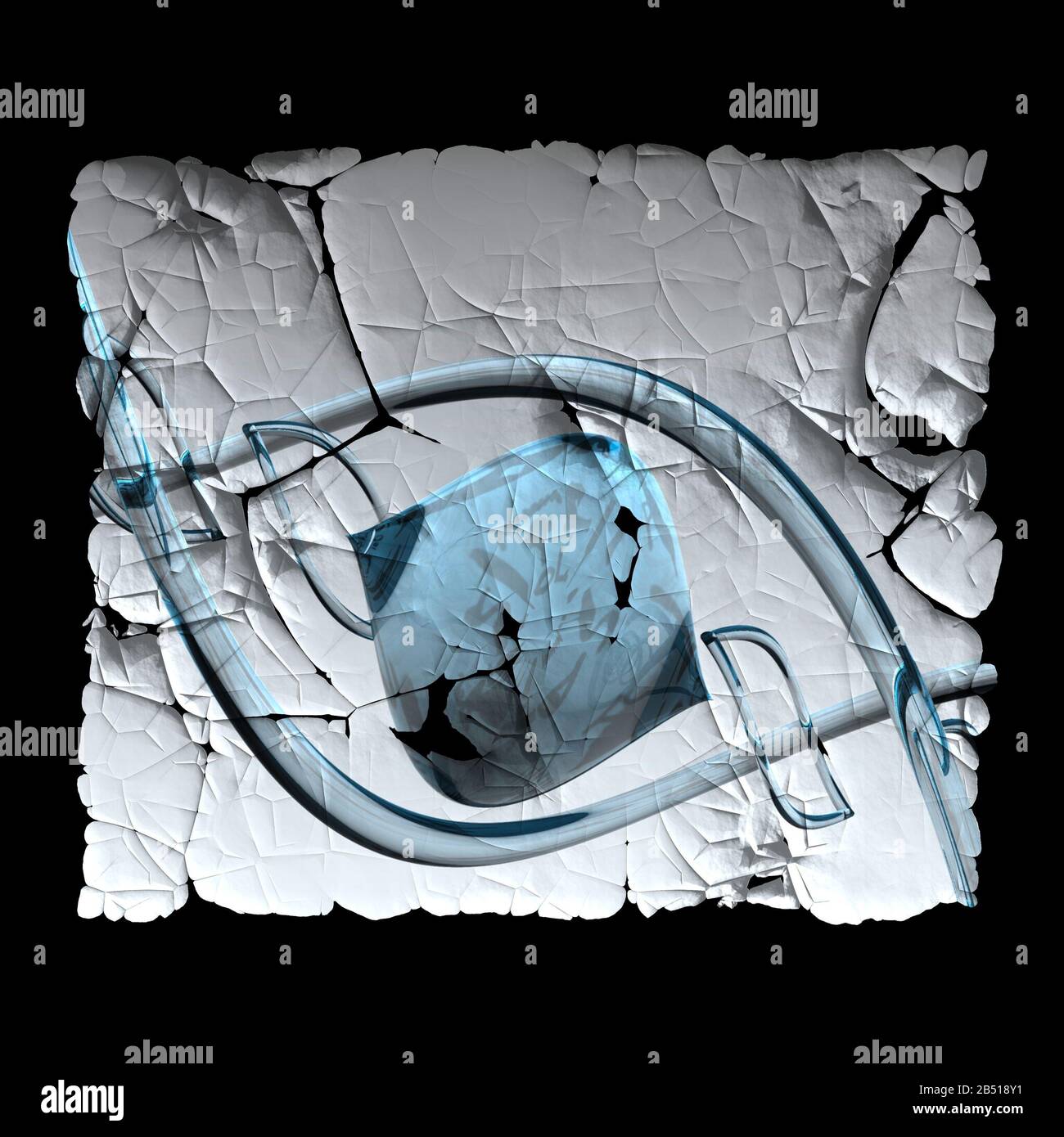 Embossed peeled plastic sticker on decayed paper Stock Photo - Alamy