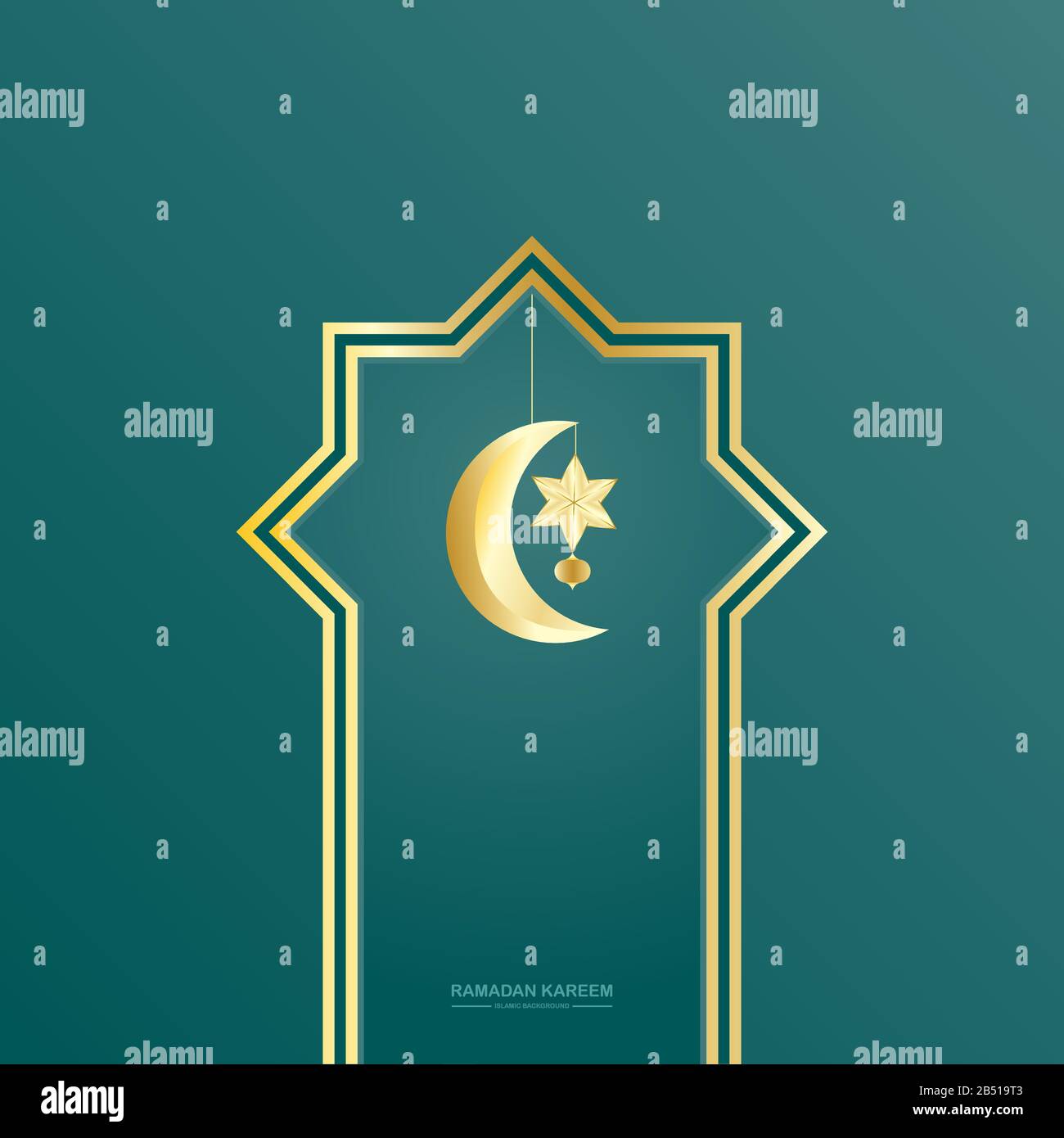 Ramadan moon, stars. Party decoration. Golden star and moon. Greeting ...