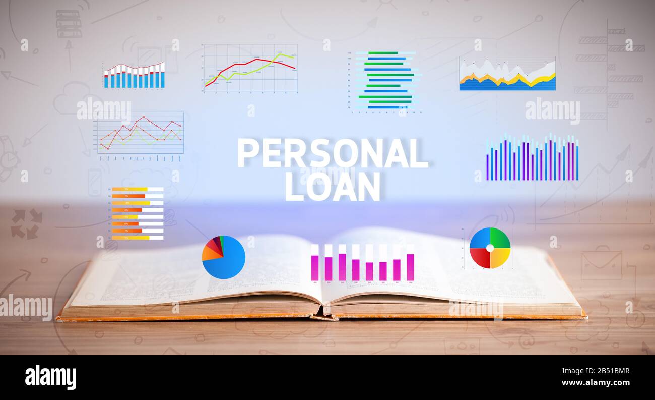 Open book with PERSONAL LOAN inscription, new business concept Stock ...