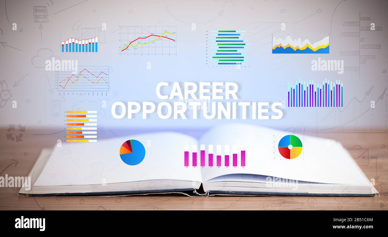Open book with CAREER OPPORTUNITIES inscription, new business concept ...