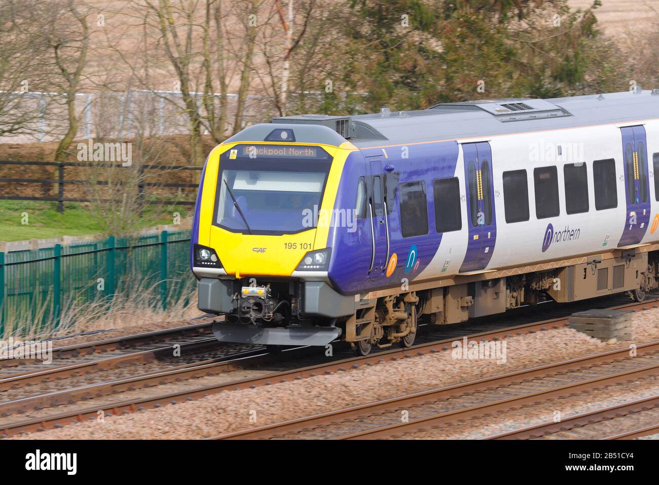 A British Rail Class 195 train operated by Northern Arriva seen at ...