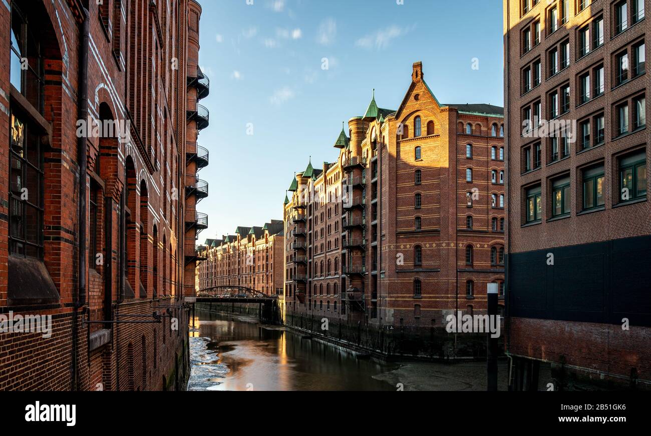 image of red hamburg warehouse district buildings, hamburg, germany ...