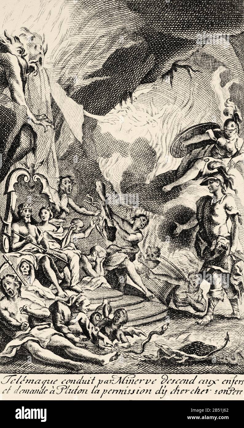 Telemachus led by Minerva descends to hell and asks Pluto for ...