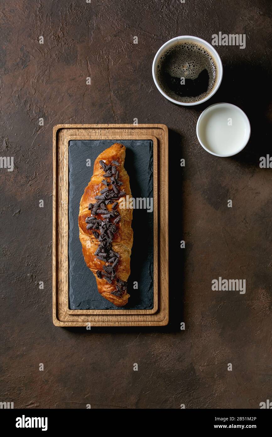 Puff pastry chocolate croissant Stock Photo - Alamy