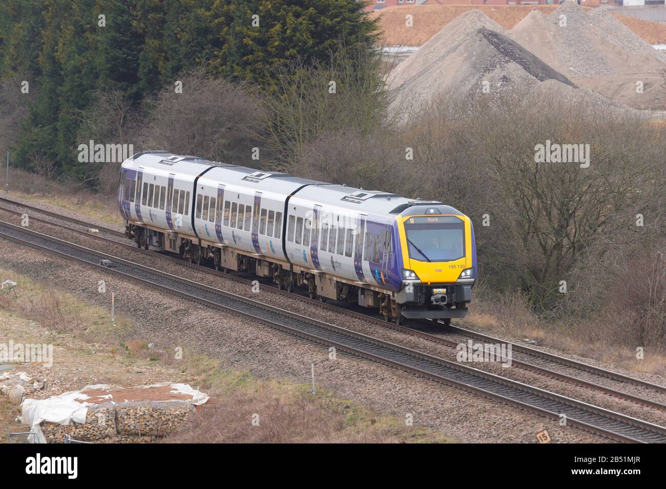 A British Rail Class 195 engine 195120 Leeds to York service seen here ...