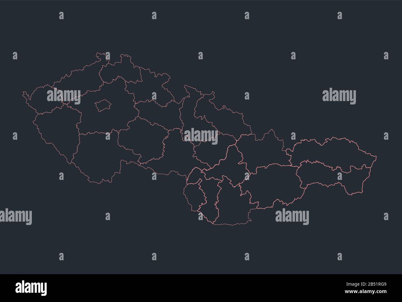 Infographics Czechoslovakia map outline, flat design, color blue orange ...