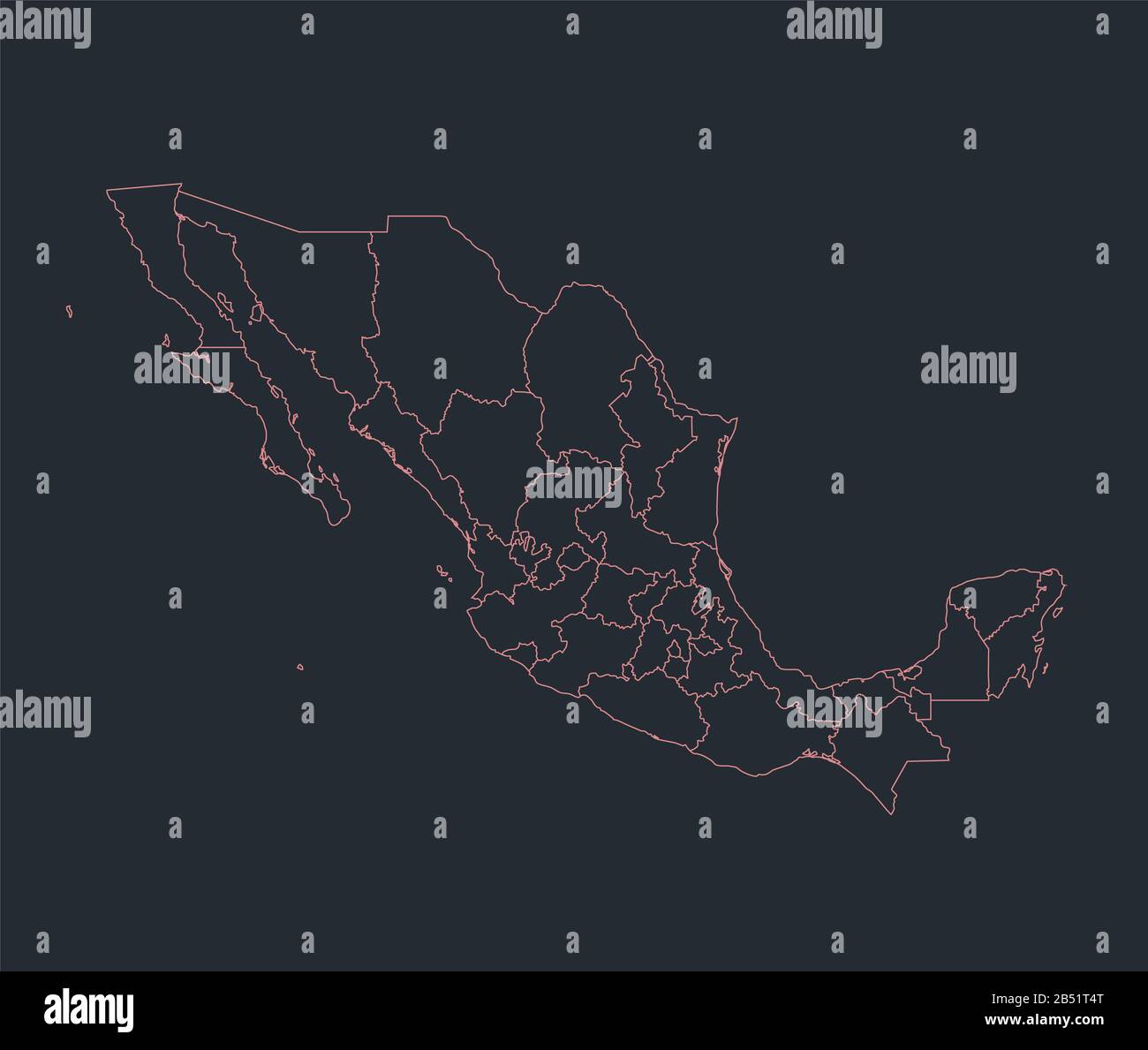 Infographics Mexico map outline, flat design, color blue orange blank ...