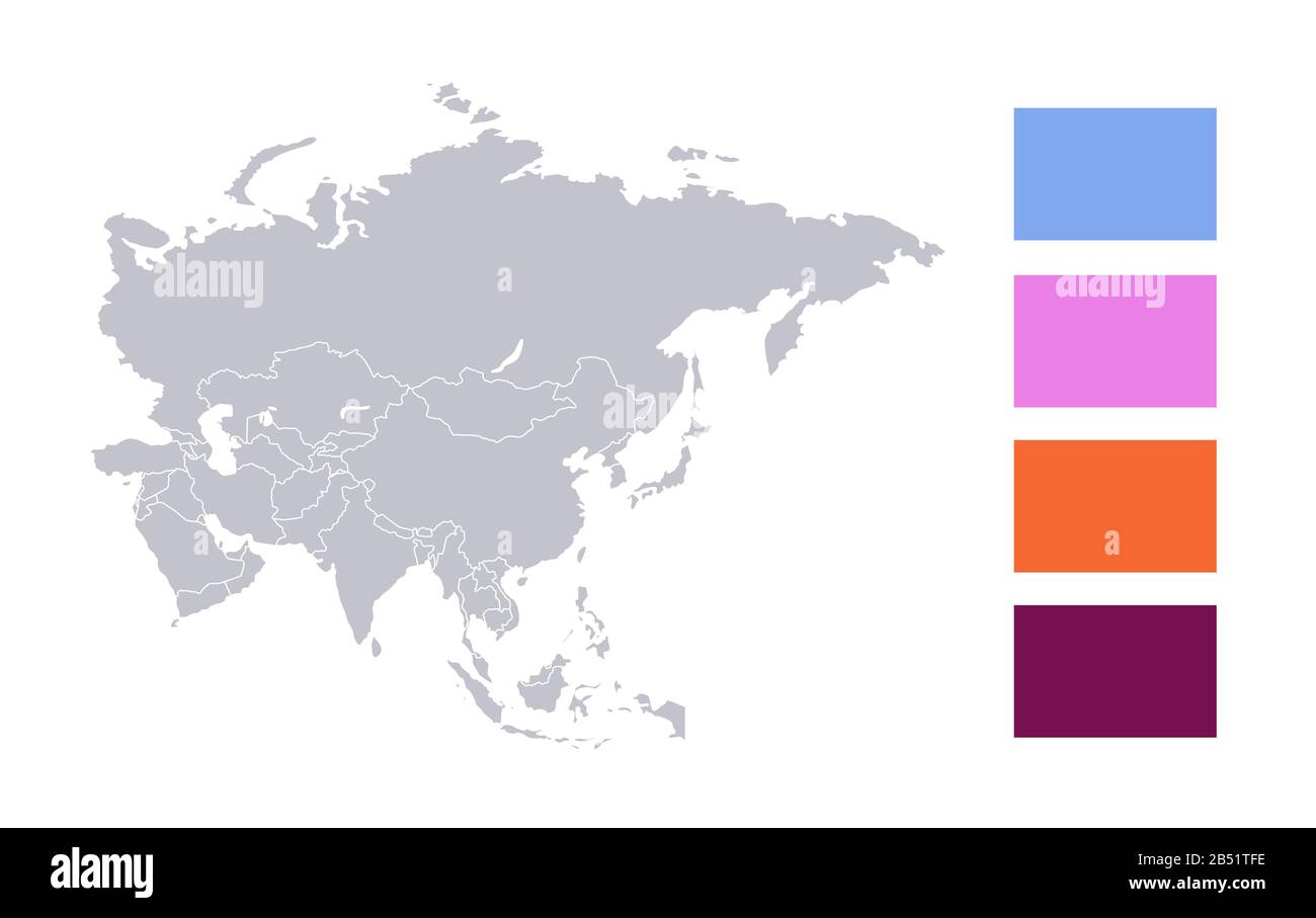 Infographics of Asia map, individual states blank Stock Photo - Alamy