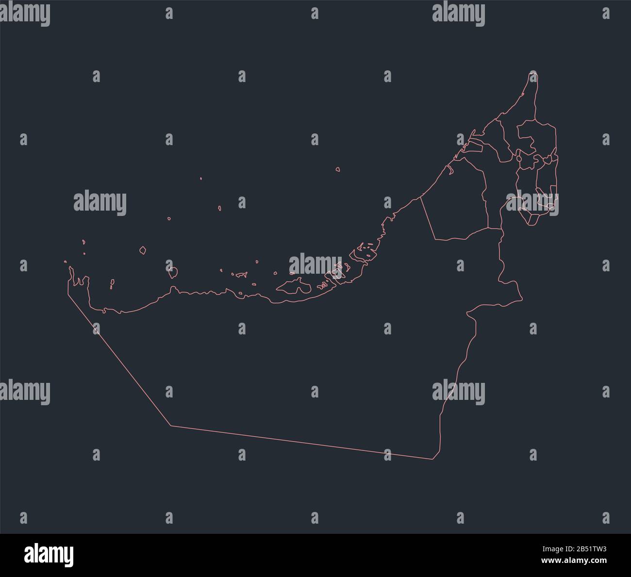 Infographics United Arab Emirates map outline, flat design, color blue ...