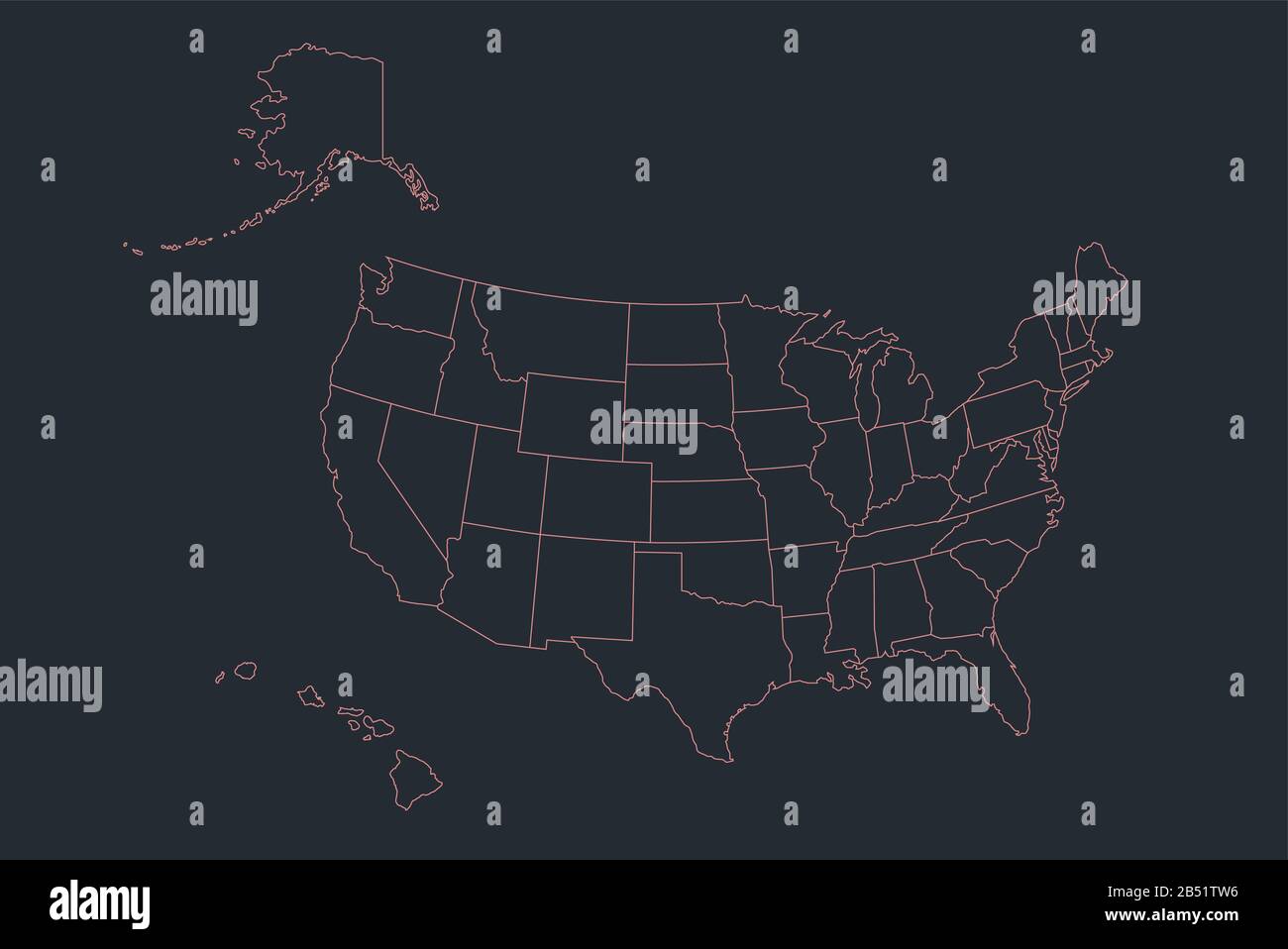 Infographics USA with Alaska and Hawaii map outline, flat design, color ...