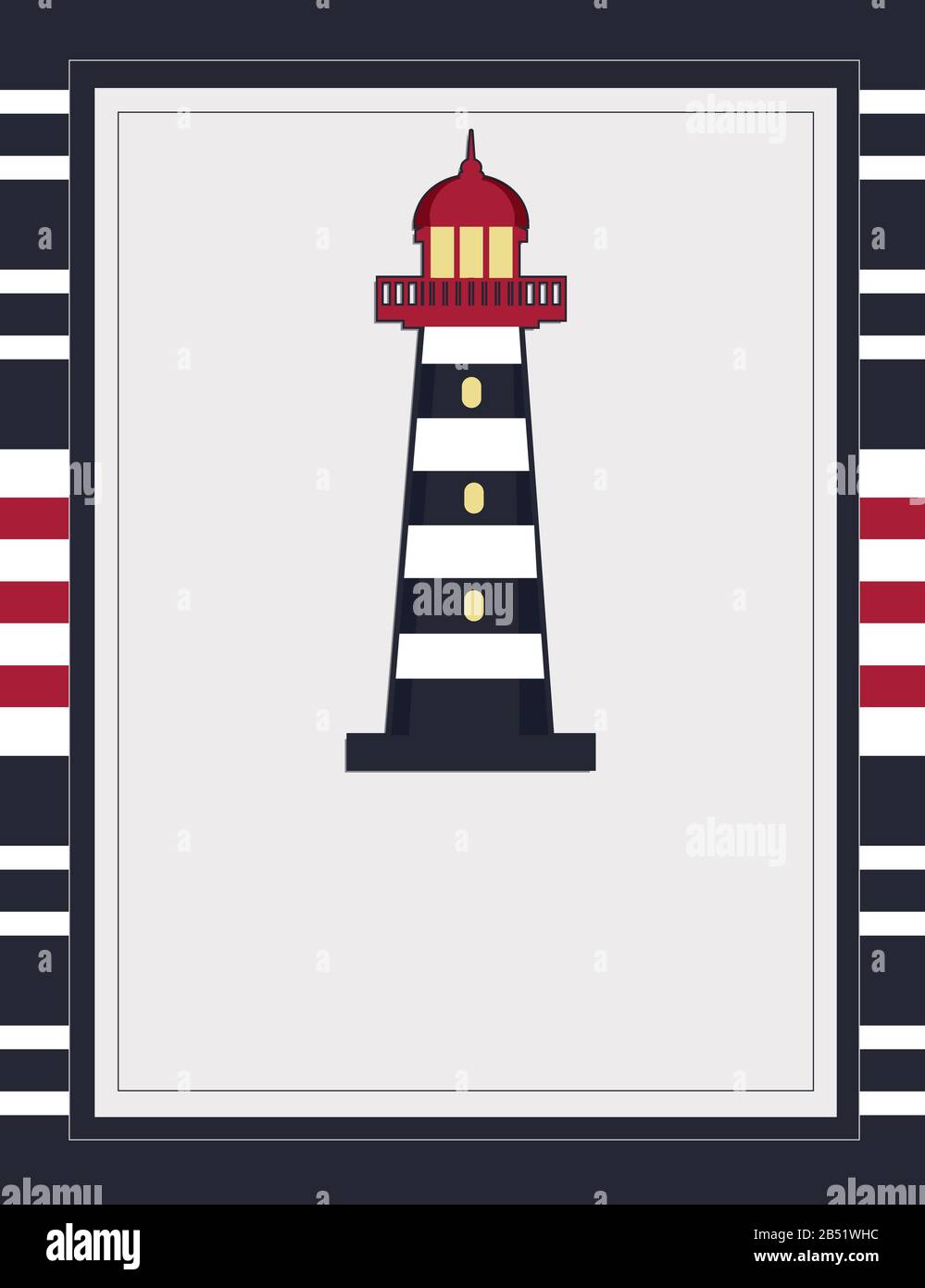 Nautical card template with Lighthouse blank Stock Photo - Alamy