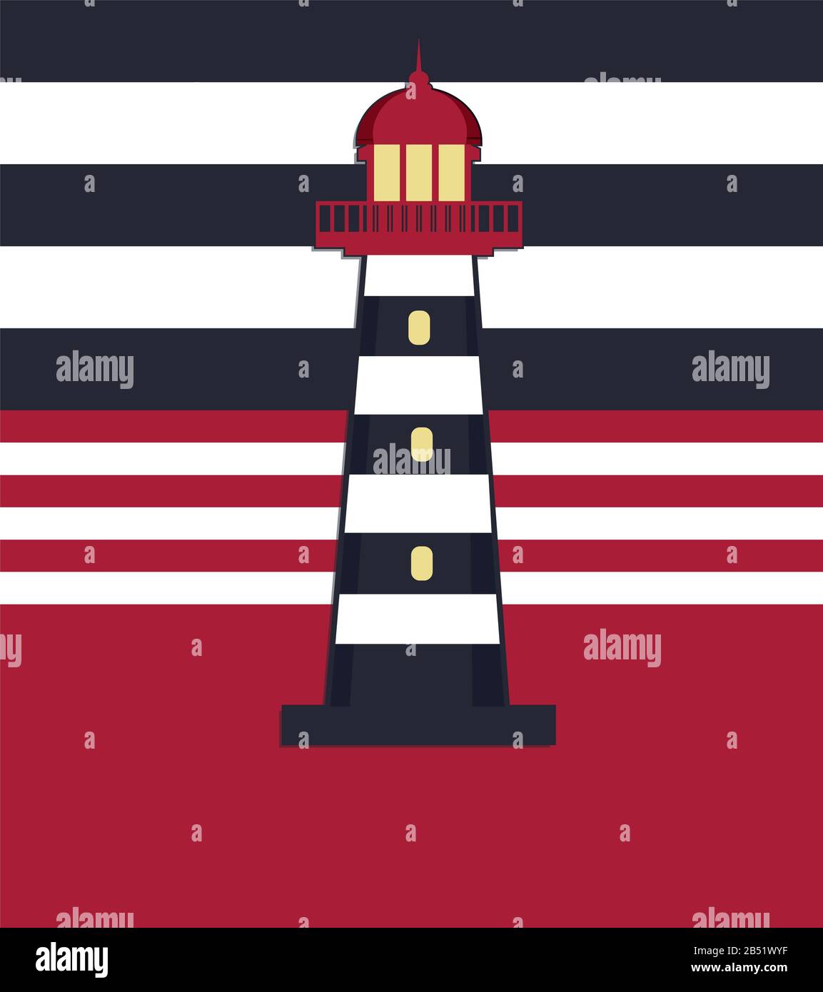 Nautical design card with Lighthouse blank Stock Photo - Alamy