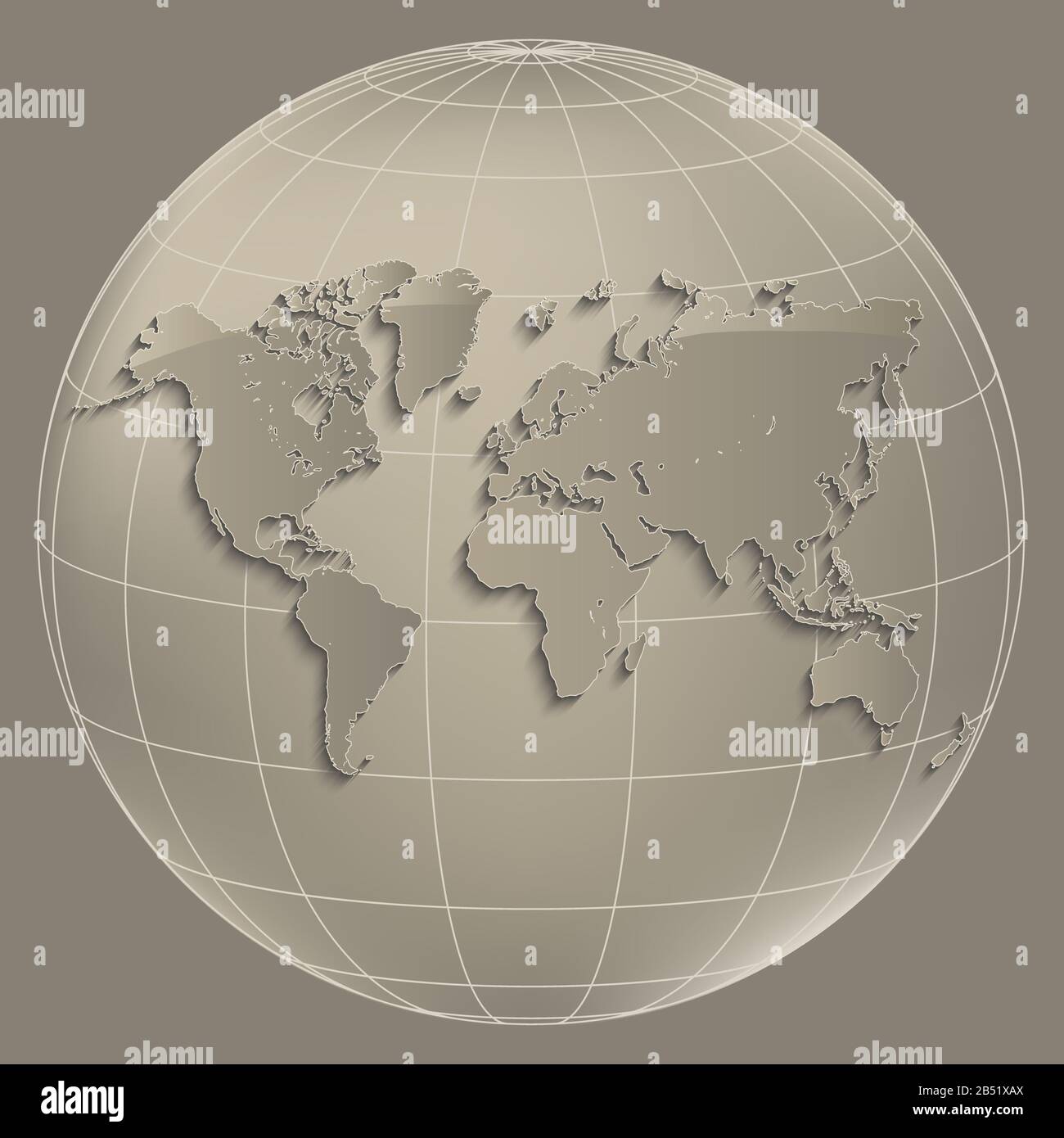 World map globus earth circle globe brown color raster Stock Photo - Alamy