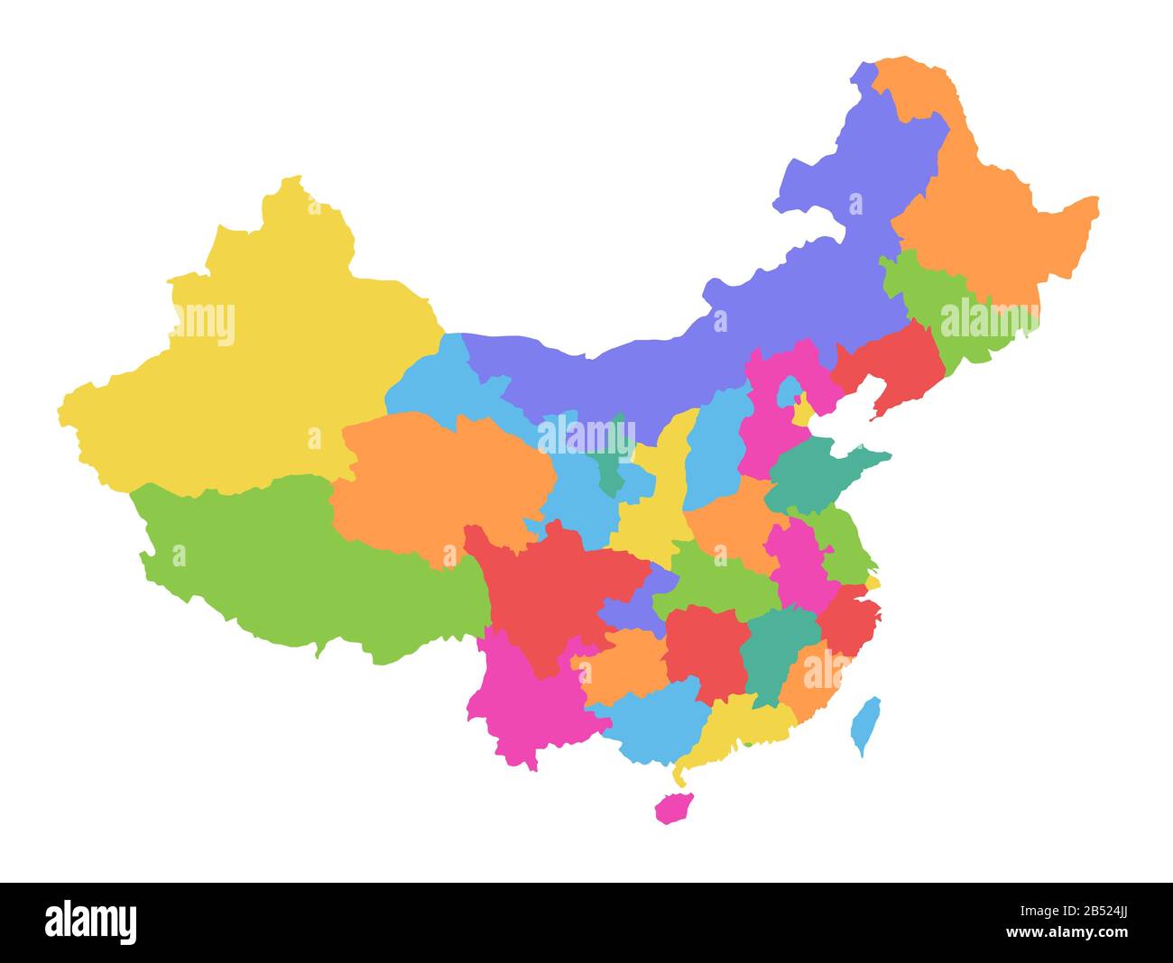 China map, administrative division, separate individual region, color ...