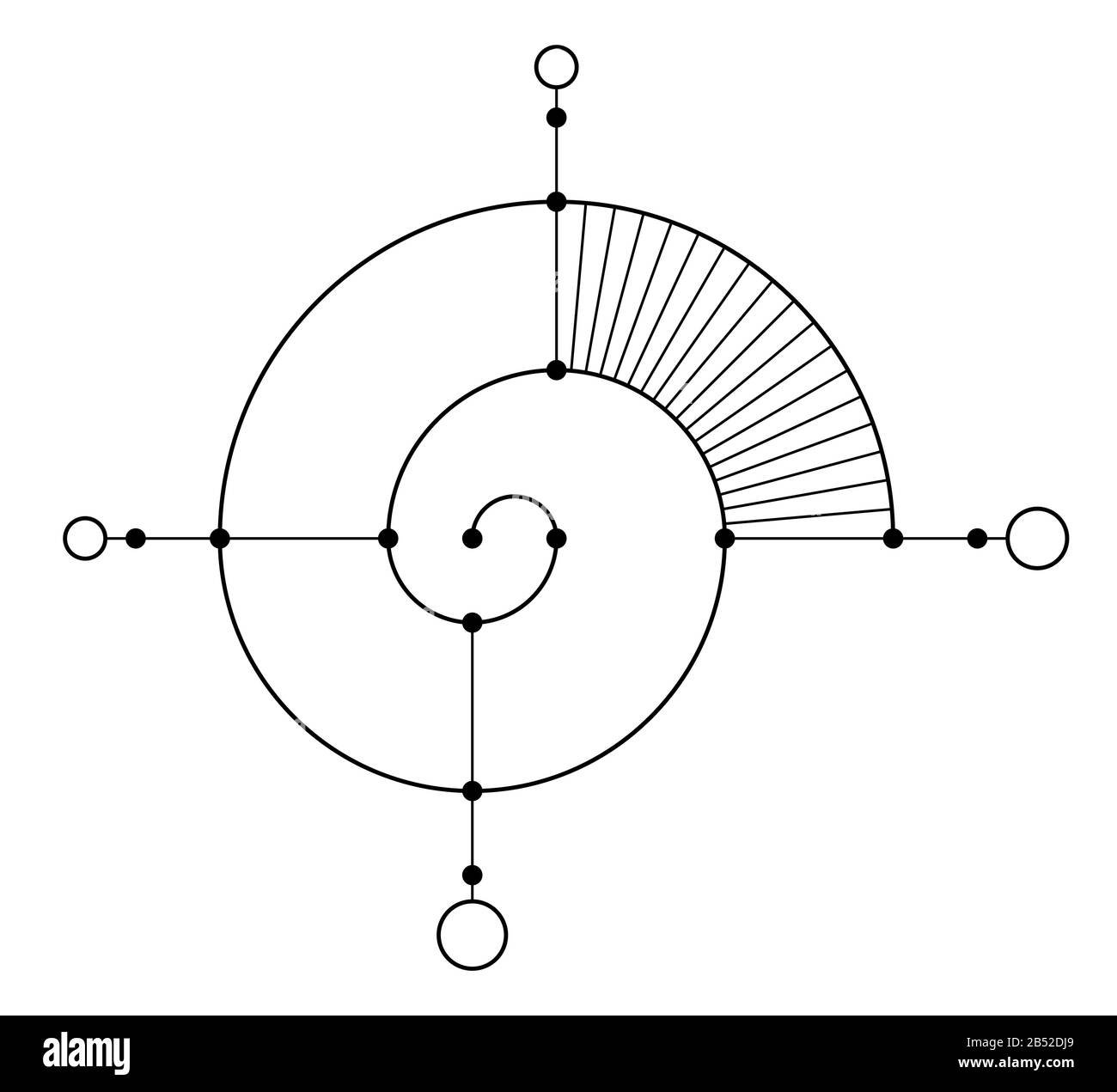 Abstract geometric round symbol, isolated on white background. Black ...