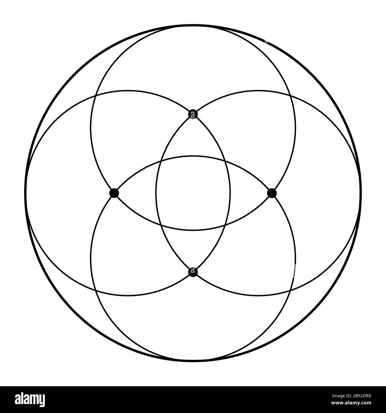 Abstract geometric round symbol, isolated on white background. Black ...